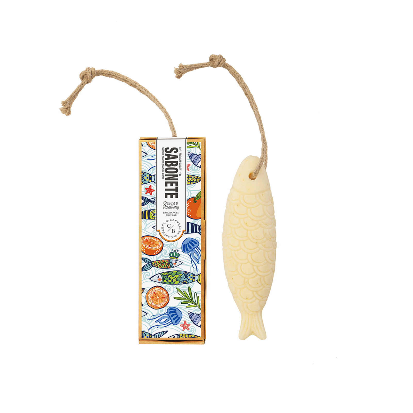 Castelbel Sardine Shaped Soap on a Rope Orange & Rosemary 80g (2.8oz) USA