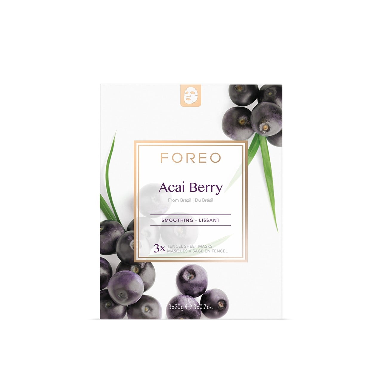 FOREO Acai Berry Tencel Sheet Mask 3x20g Canada