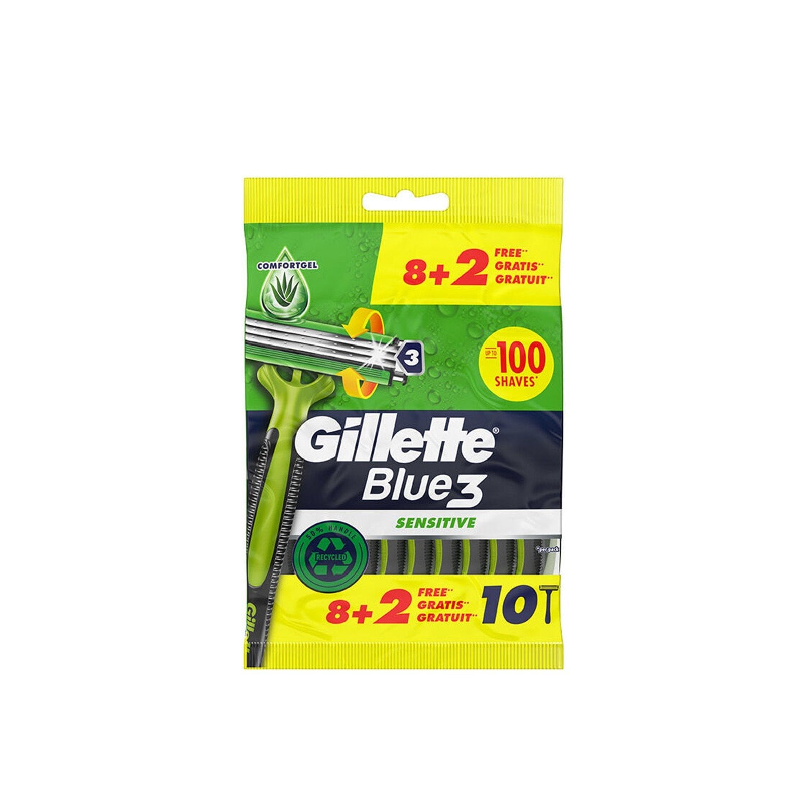 Gillette Blue3 Sensitive Disposable Razors x10 Chile