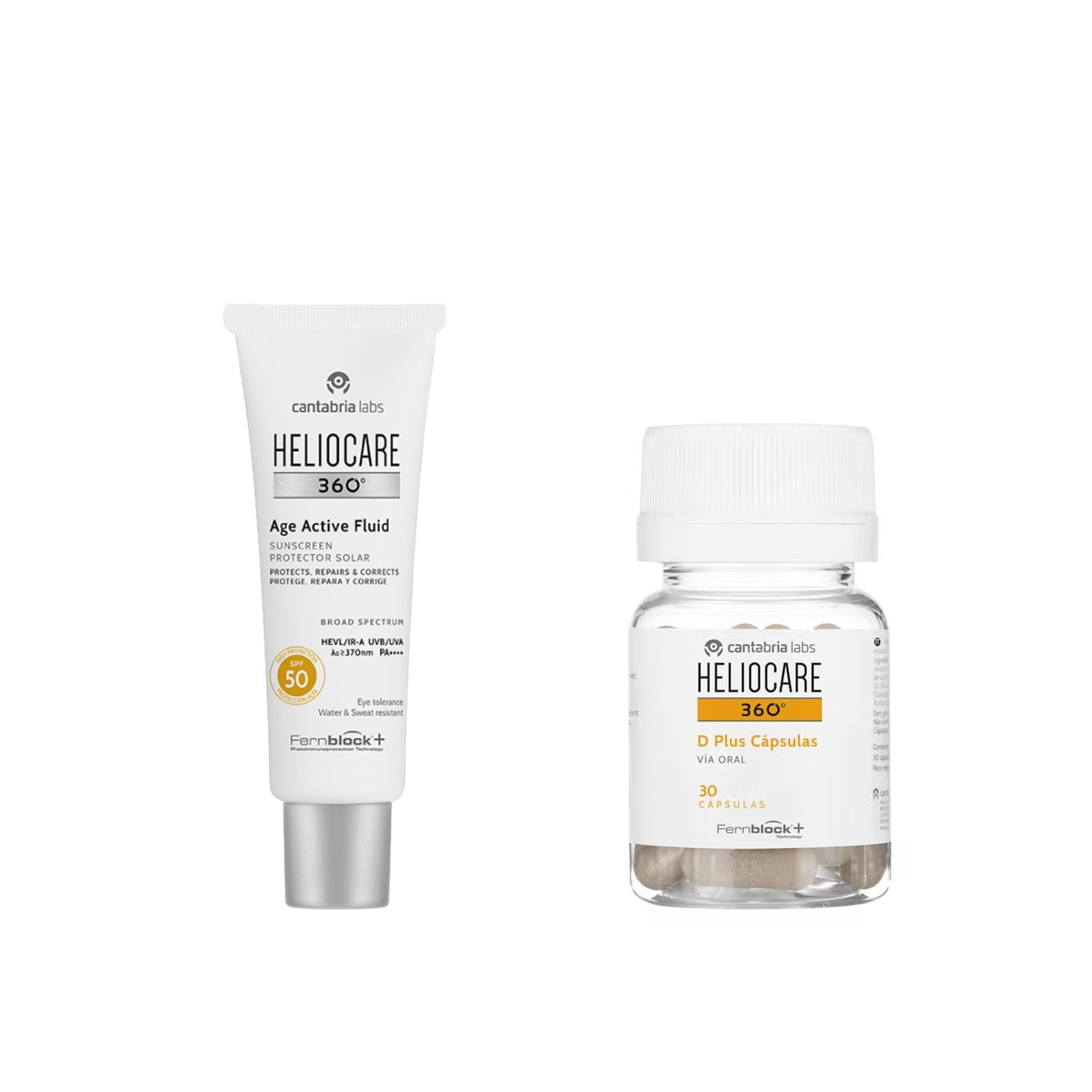 Heliocare 360 Age Active Fluid Sunscreen SPF50 50ml + 360 D Plus ...