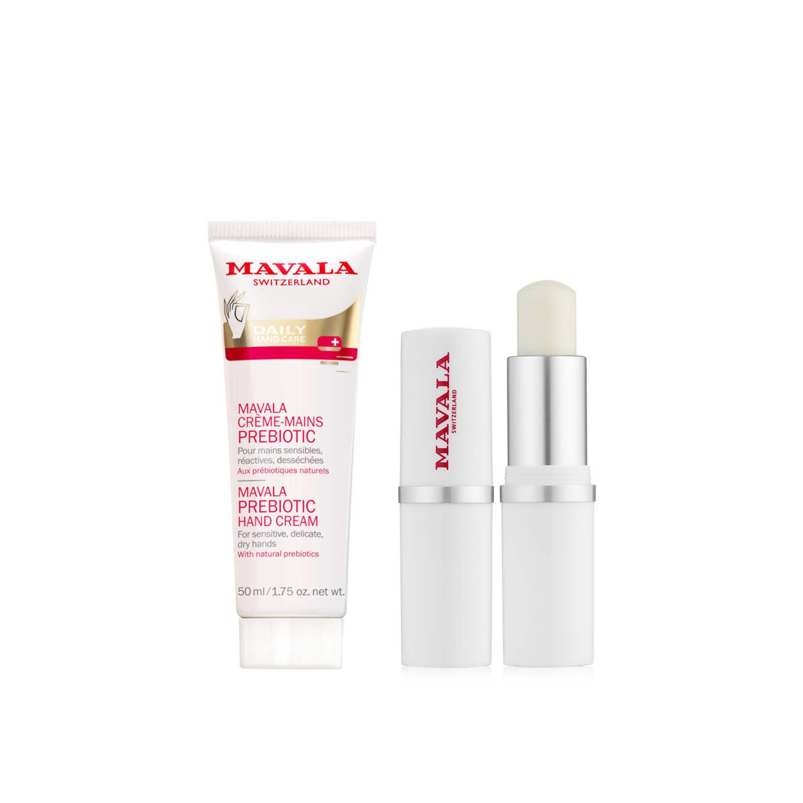 Mavala Prebiotic Hand Cream 50ml + Lip Balm 4.5g (1.75 fl oz + 0.16 oz) USA
