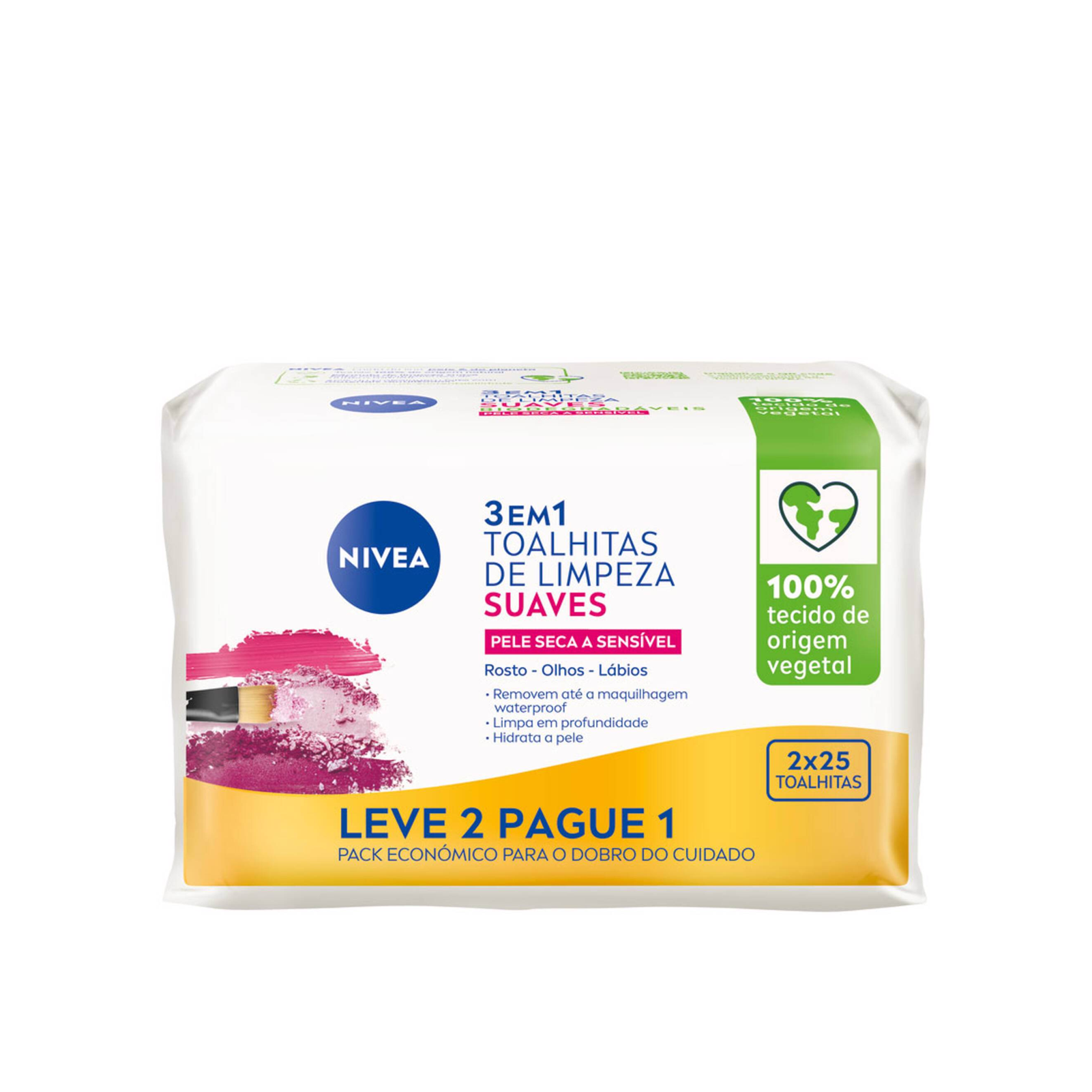 Nivea Biodegradable Gentle Cleansing Wipes Dry/Sensitive Skin 2x25 USA