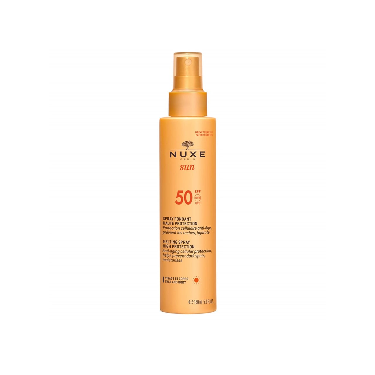 NUXE Sun Melting Spray Face and Body High Protection SPF50 150ml (5 ...