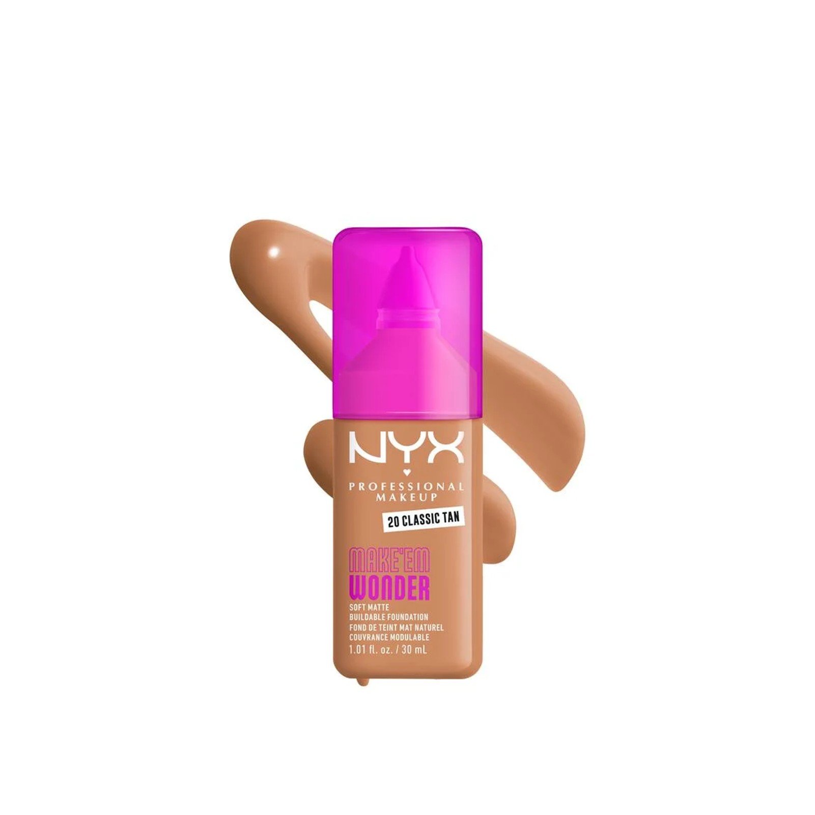 NYX Pro Makeup Make'em Wonder Soft Matte Buildable Foundation 20 ...
