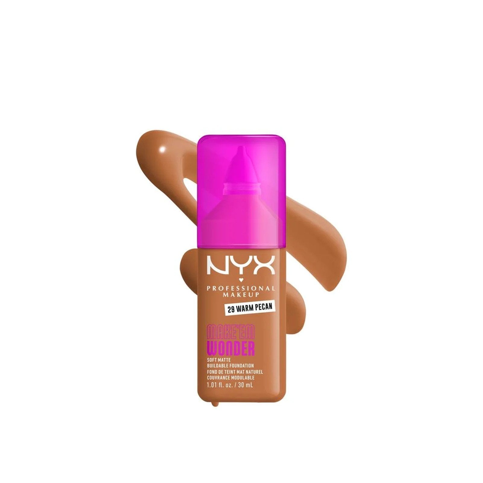 NYX Pro Makeup Make'em Wonder Soft Matte Buildable Foundation 29 Warm ...