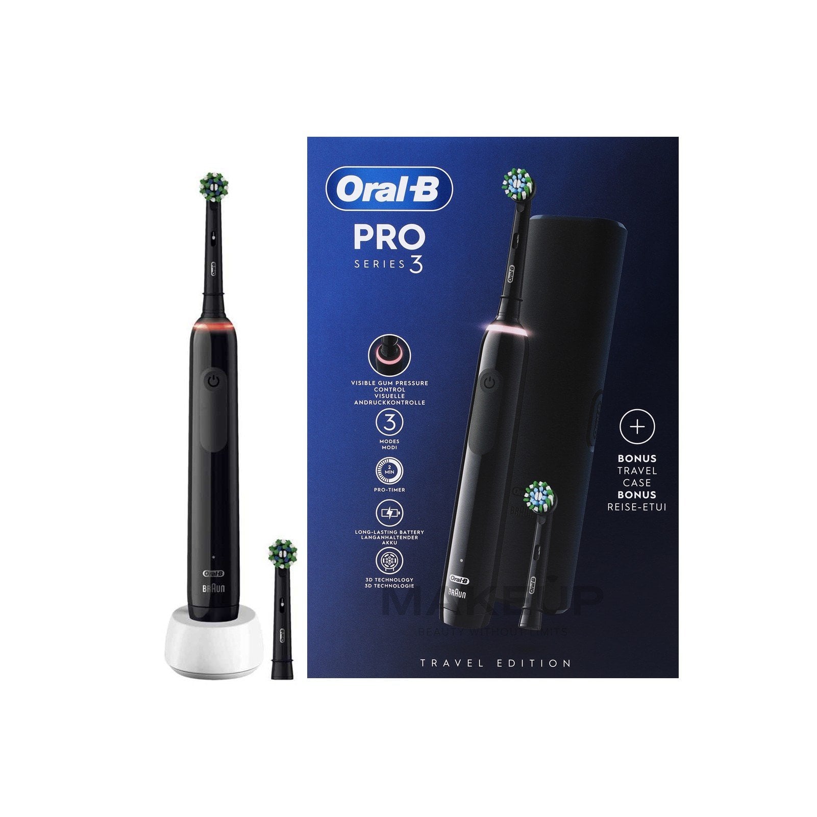 Oral-B Pro 3 3500 Black Edition Cross Action x2 Electric Toothbrush ...