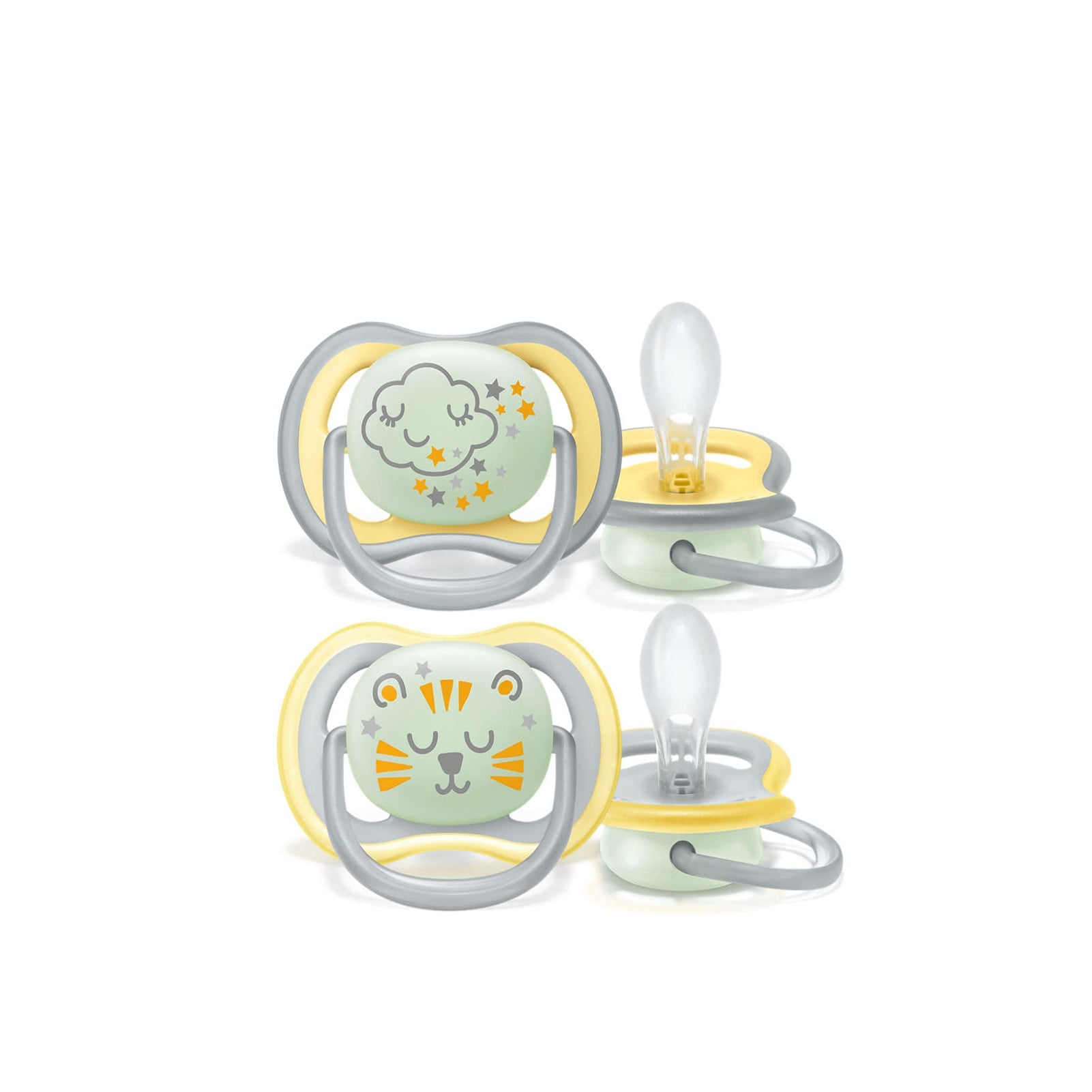 Philips Avent Ultra Air Night-Time Pacifier 18m+ Yellow x2 USA