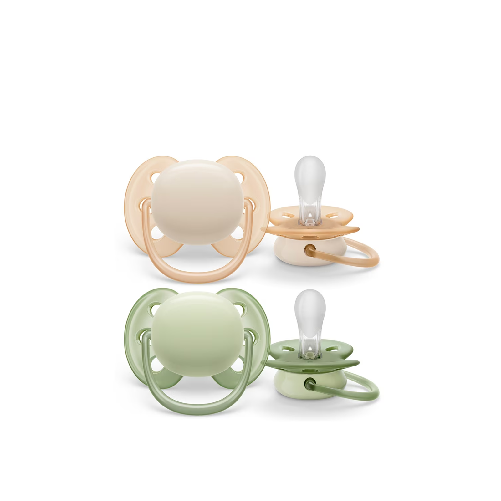 Philips Avent Ultra Soft Pacifier 0-6m Beige/Green x2 UK