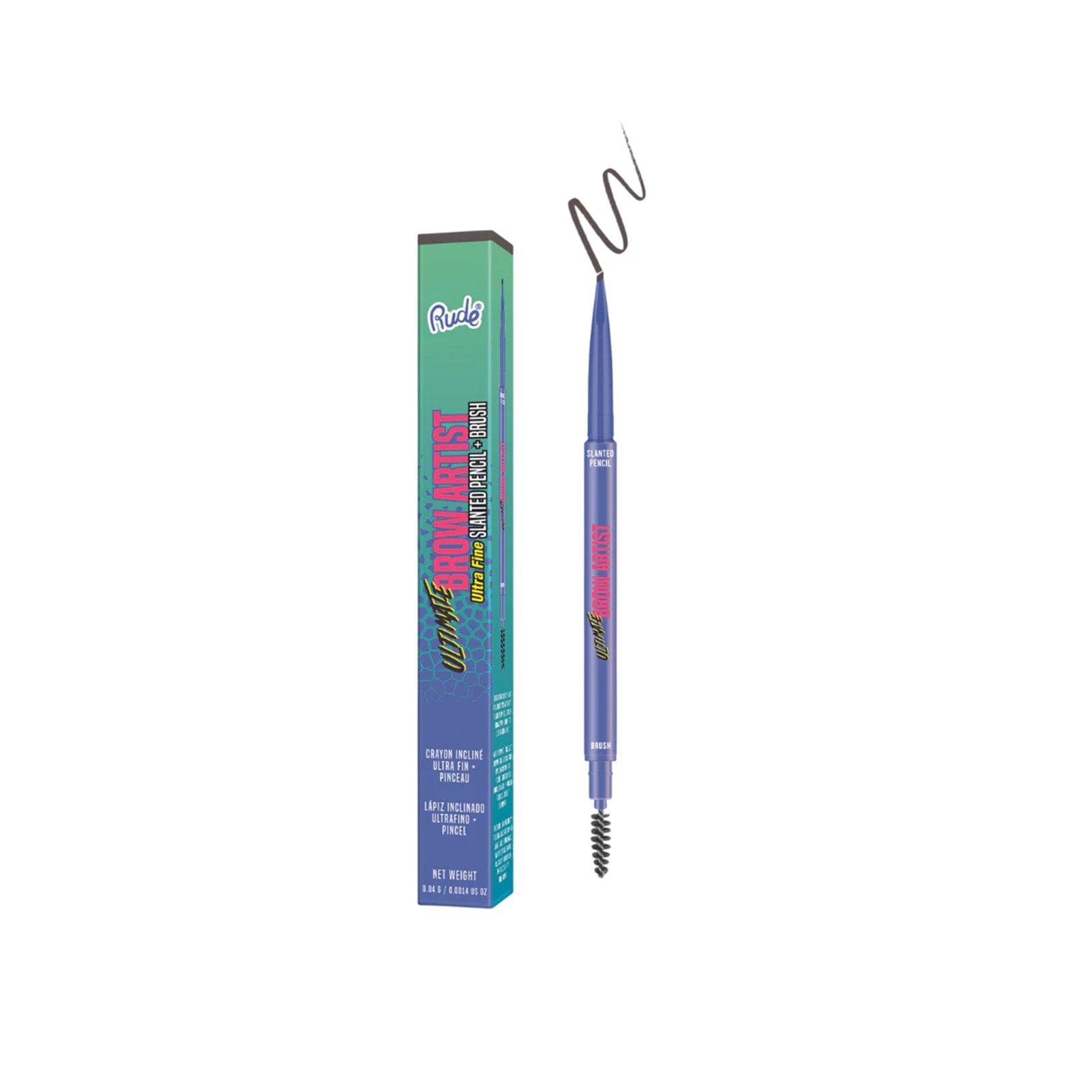 Rude Cosmetics Ultimate Brow Artist Ultra Fine Slanted Pencil + Brush ...