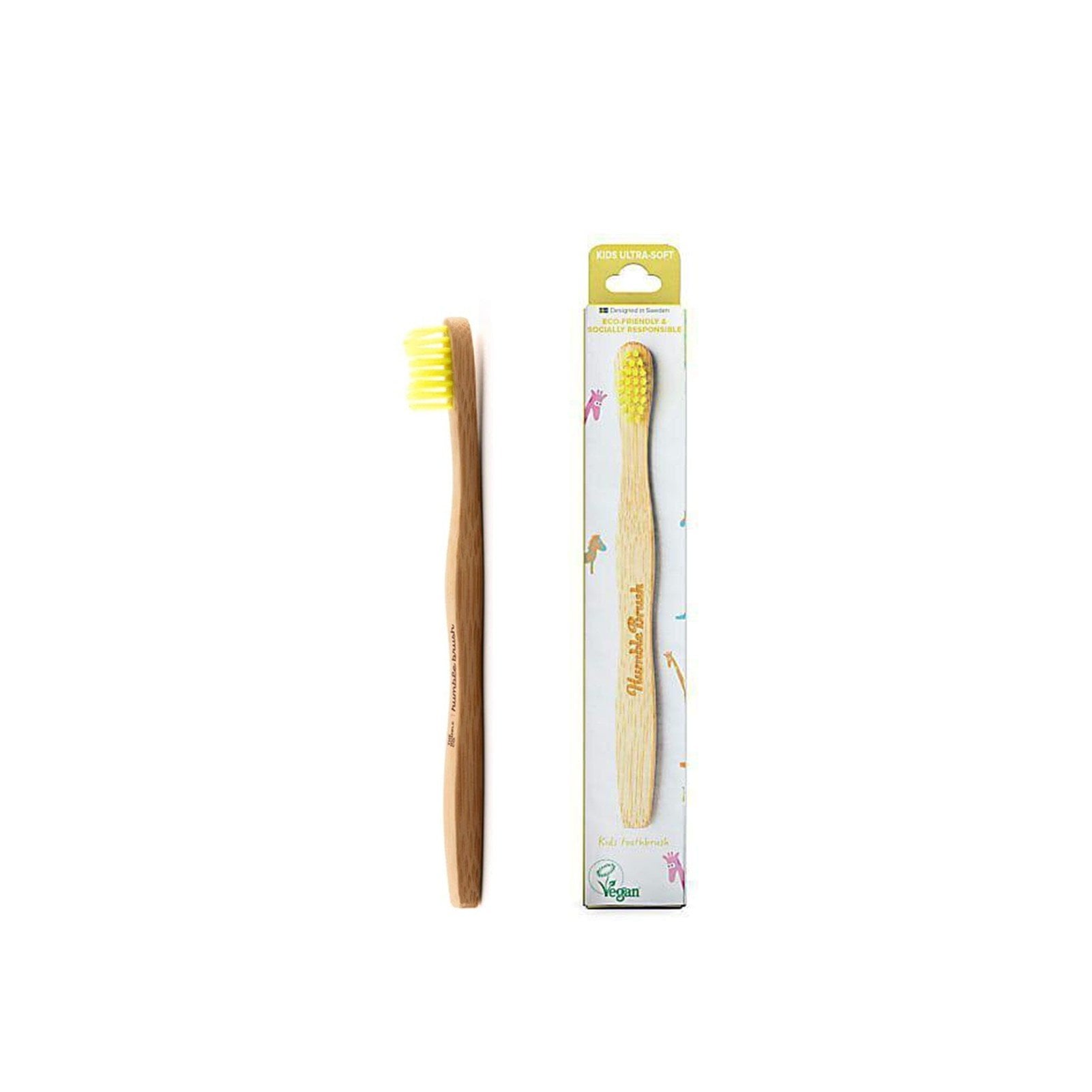 The Humble Co. Humble Brush Kids Bamboo Ultra-Soft Toothbrush Yellow ...
