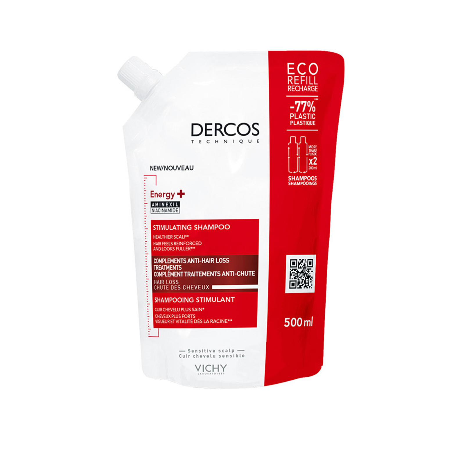 Vichy Dercos Energising Stimulating Shampoo Refill Hair Loss 500Ml Chile