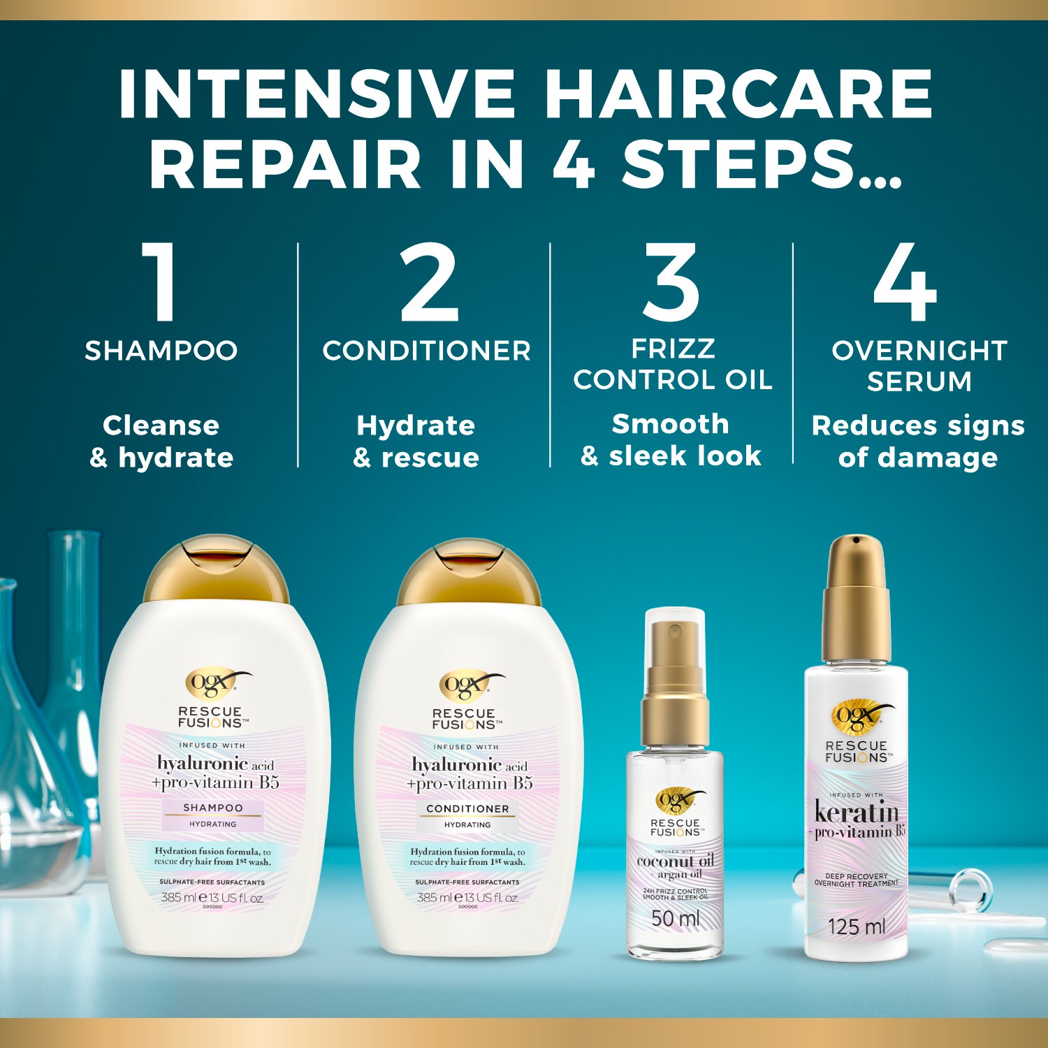 OGX Rescue Fusions Hyaluronic Acid + Pro-Vitamin B5 Shampoo 385ml ...