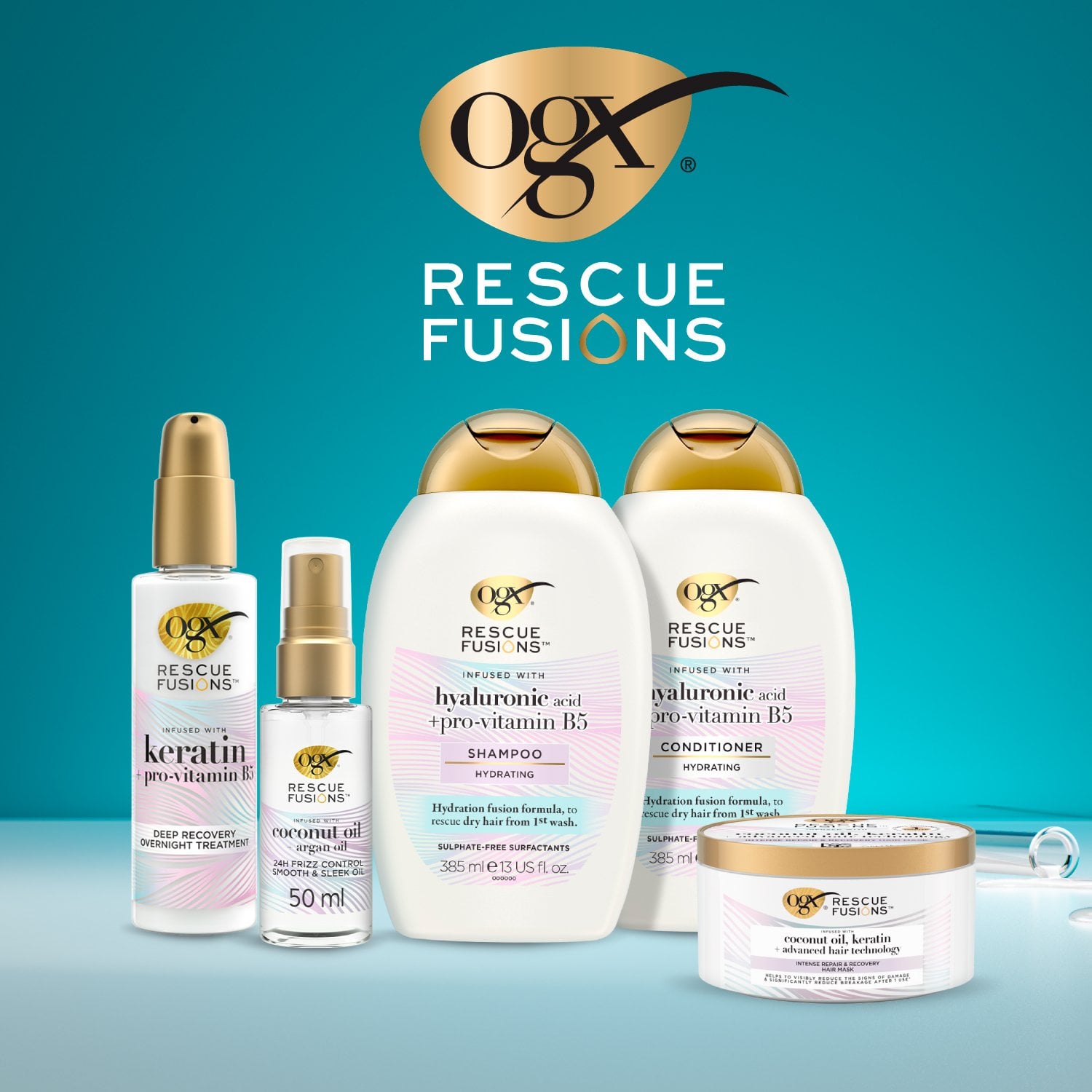 OGX Rescue Fusions Hyaluronic Acid + Pro-Vitamin B5 Shampoo 385ml ...