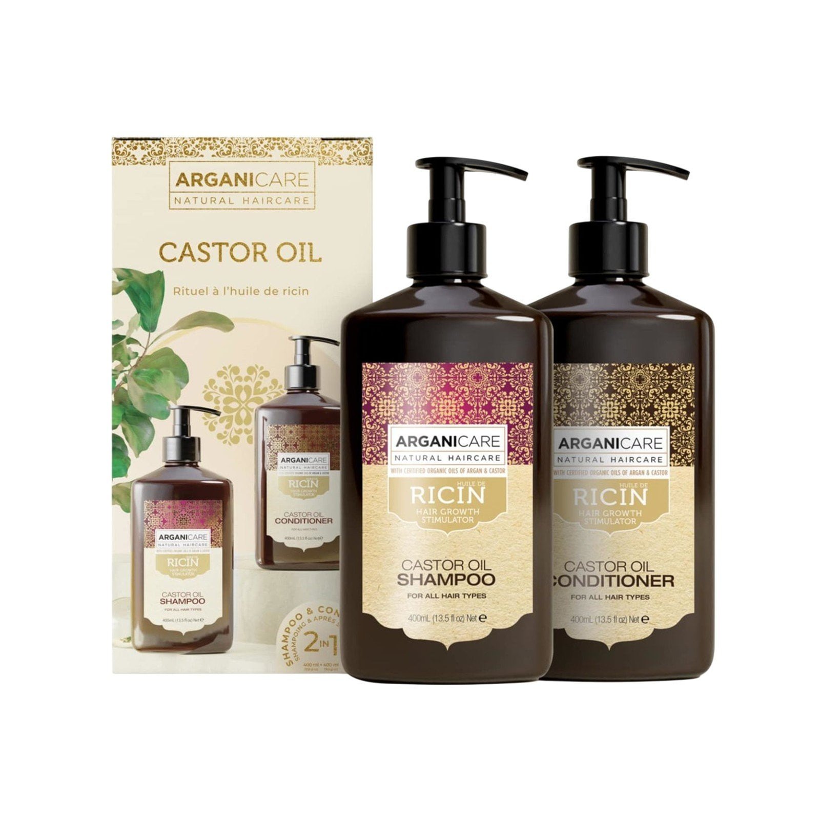 Arganicare Castor Oil Ritual Duo Box (13.5floz x2) USA