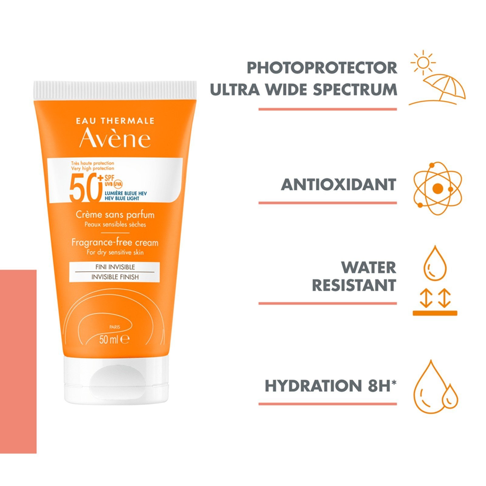 Avène Sun Very High Protection Cream Fragrance-Free SPF50+ Sunscreen ...