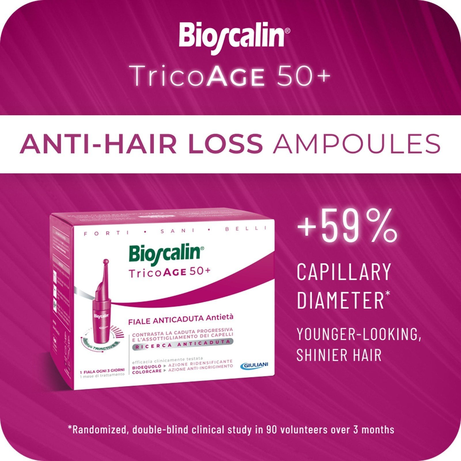 Bioscalin TricoAge 50+ Anti-Aging Anti-Hair Loss Vials 10x3.5ml Taiwan