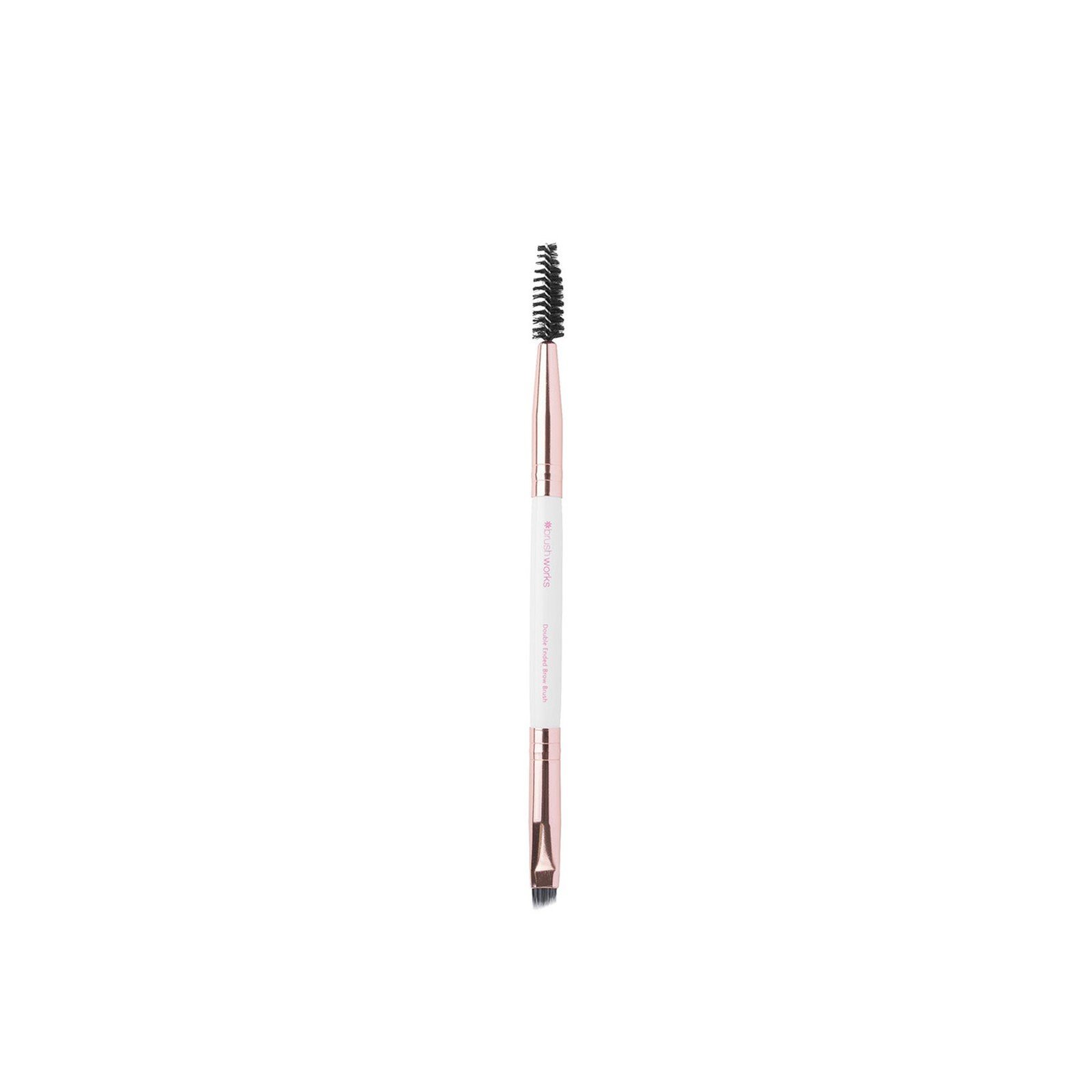 Brushworks Double Ended Brow Brush White & Gold Seychelles