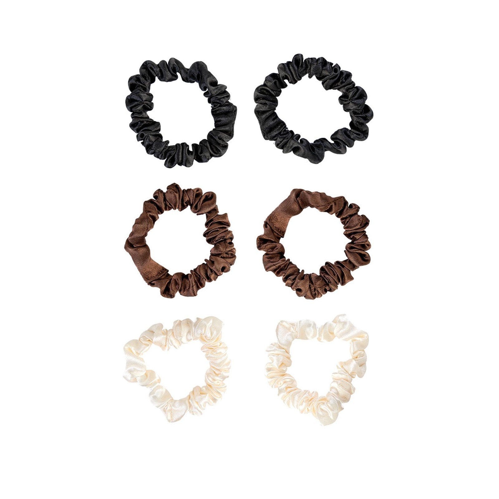 Brushworks Skinny Satin Scrunchies x6 United Arab Emirates
