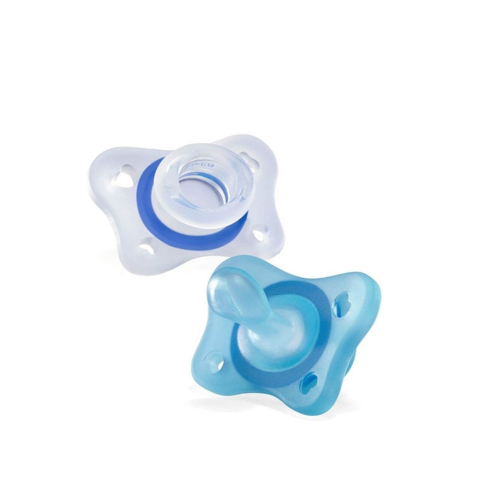 Chicco Physio Mini Soft Silicone Pacifier 2-6m Transparent/Blue x2 USA