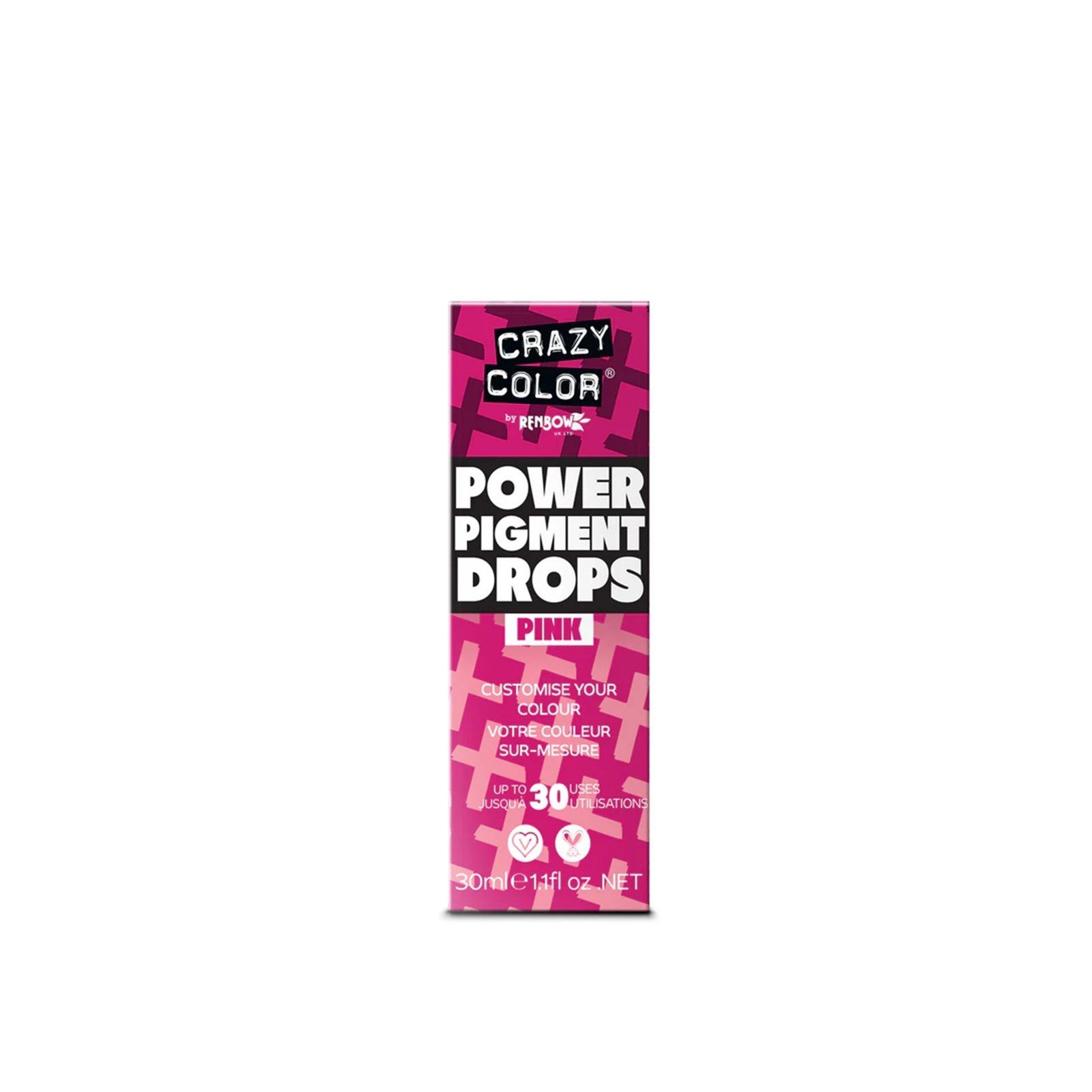Crazy Color Power Pigment Drops Pink 30ml Israel