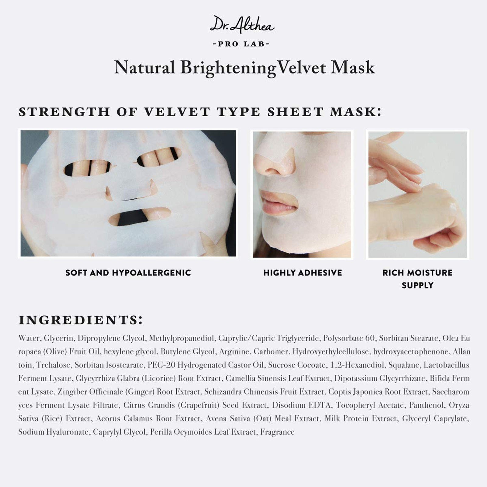 Dr. Althea Natural Brightening Velvet Mask x1 New Zealand