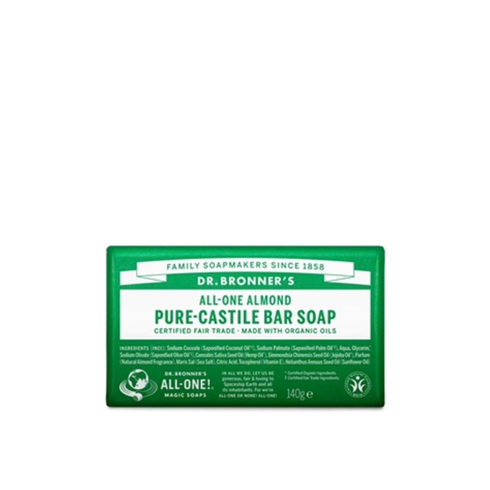 Dr. Bronner's All-One Pure-Castile Bar Soap Almond 140g Singapore