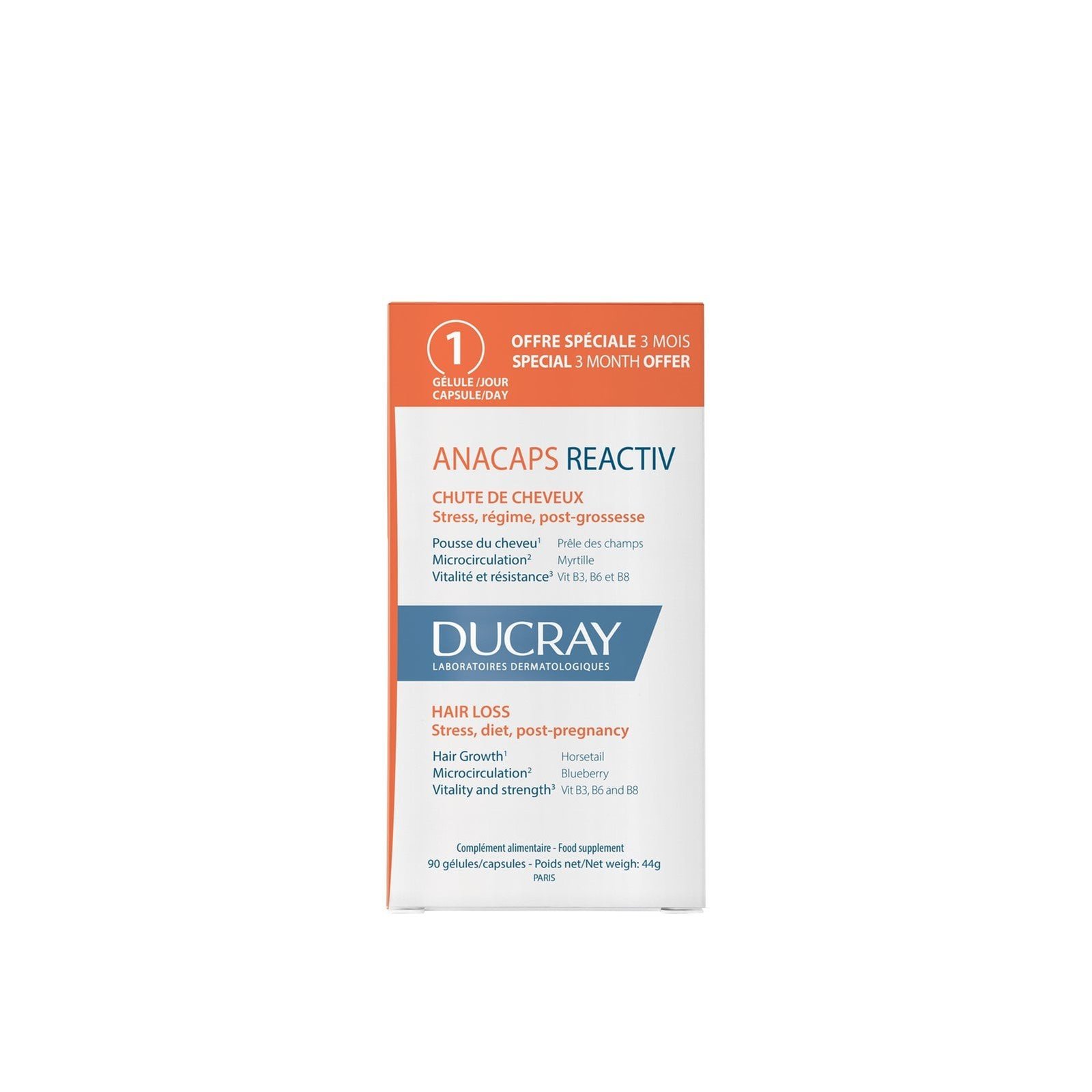 Ducray Anacaps Reactiv for Hair Loss x90 USA