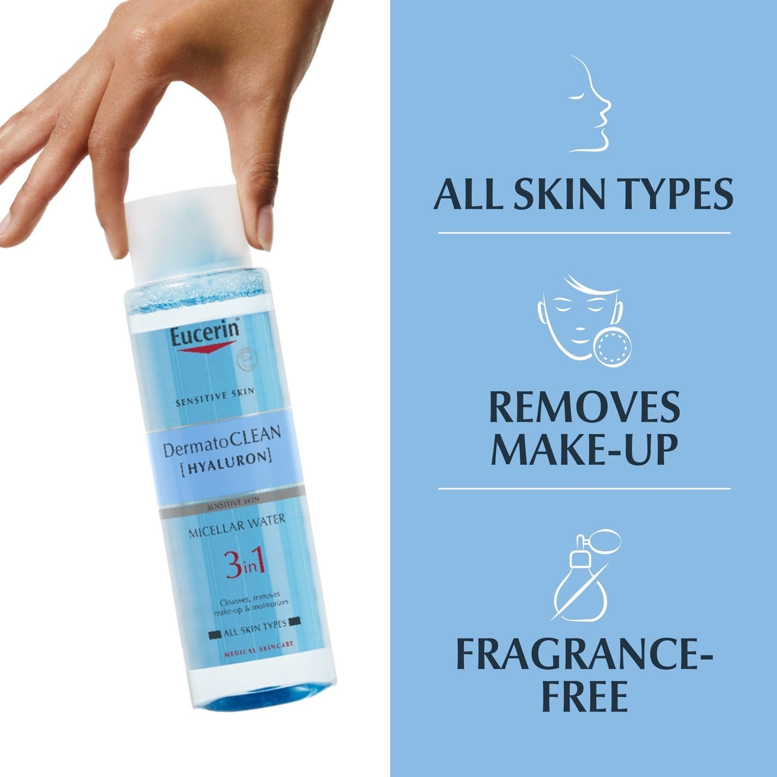 Eucerin DermatoCLEAN Hyaluron Micellar Water 400ml (13.53floz) USA