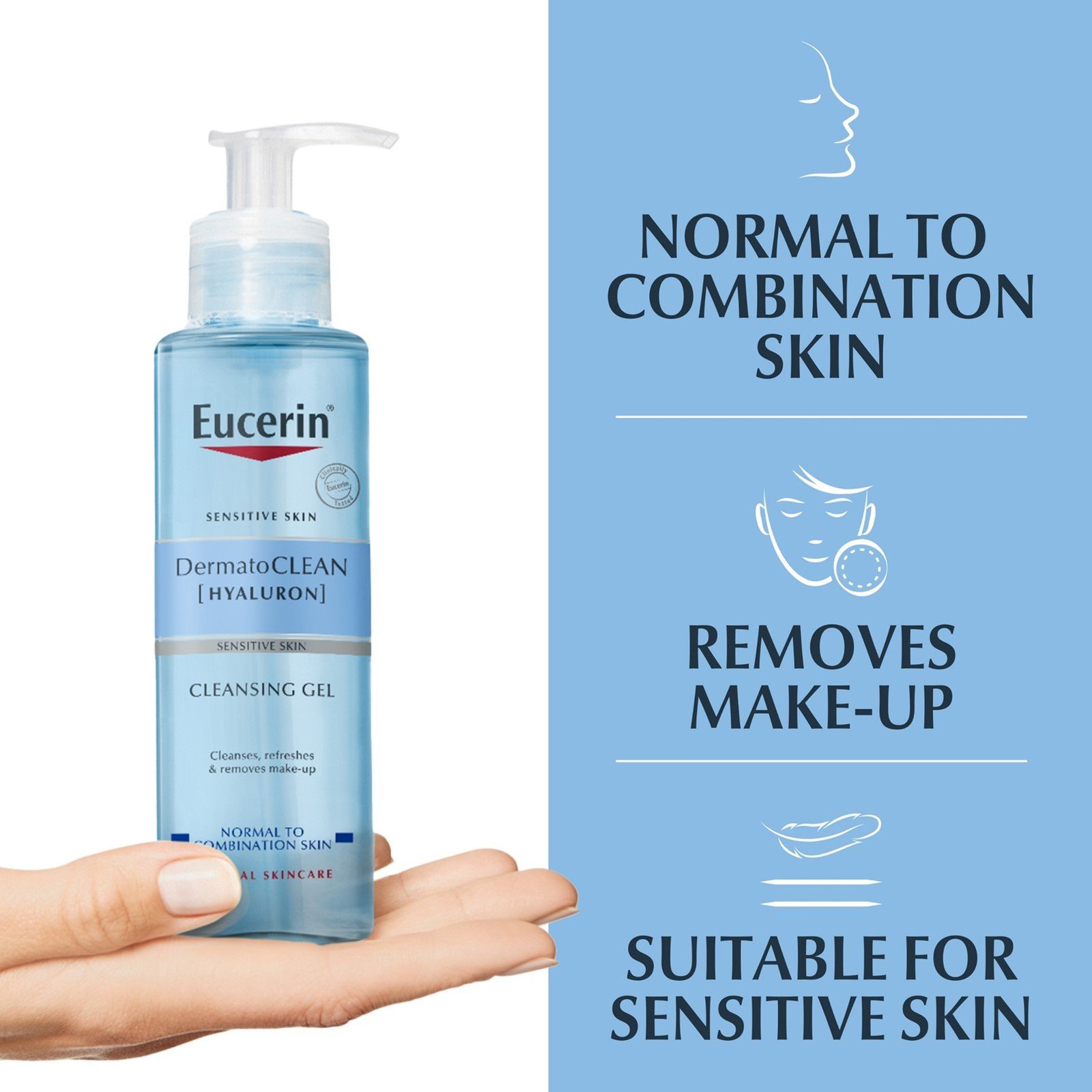 Eucerin DermatoCLEAN Hyaluron Cleansing Gel Hyaluronic Acid 200ml (6 ...