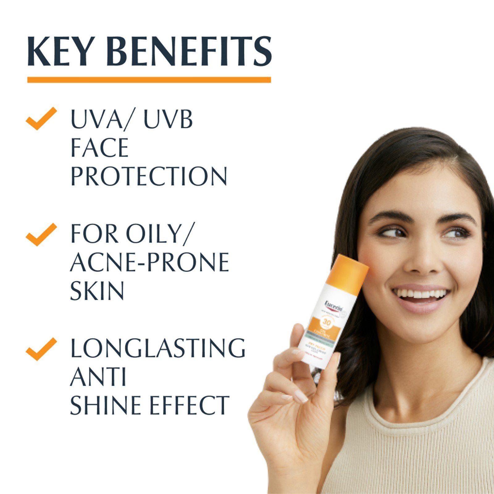 Eucerin Oil Control Sun Gel-Cream Dry Touch SPF50+ Sunscreen 50ml USA