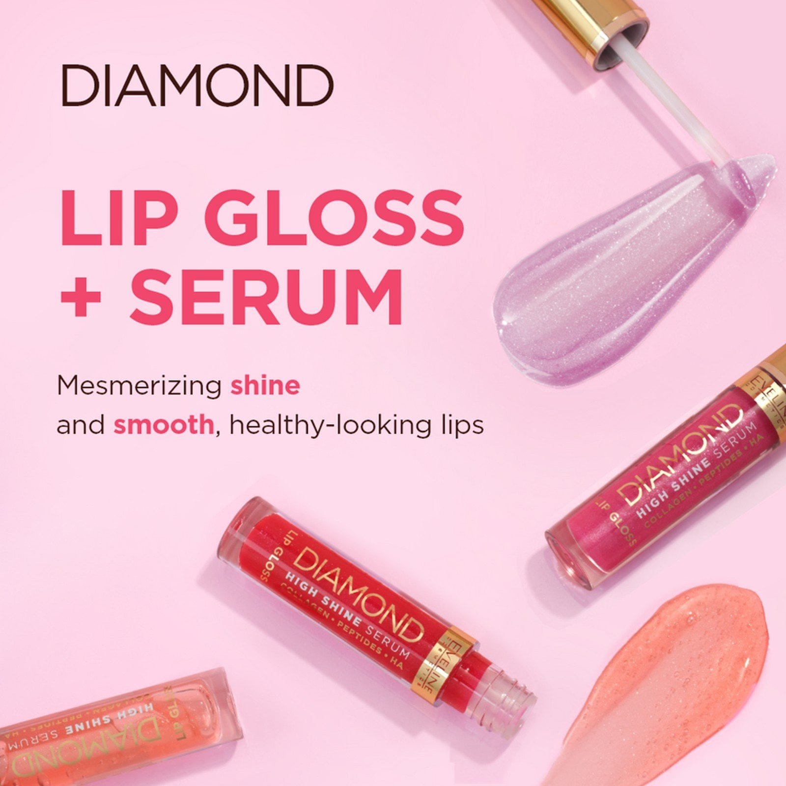 Eveline Cosmetics Diamond High Shine Serum Lip Gloss 24 Amethyst Glow ...