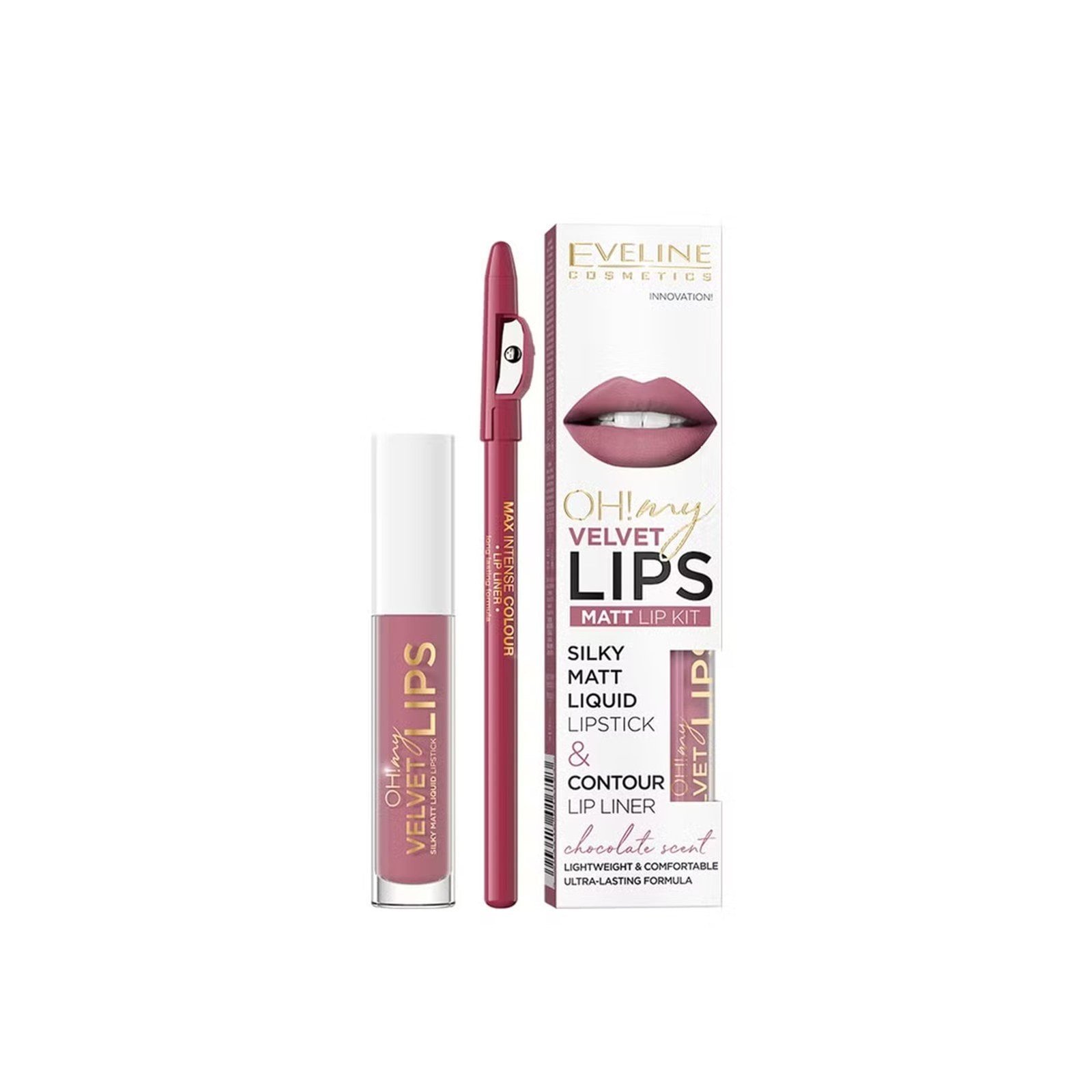 Eveline Cosmetics Oh! My Velvet Lips Matt Lip Kit 13 Brownie Biscotti USA