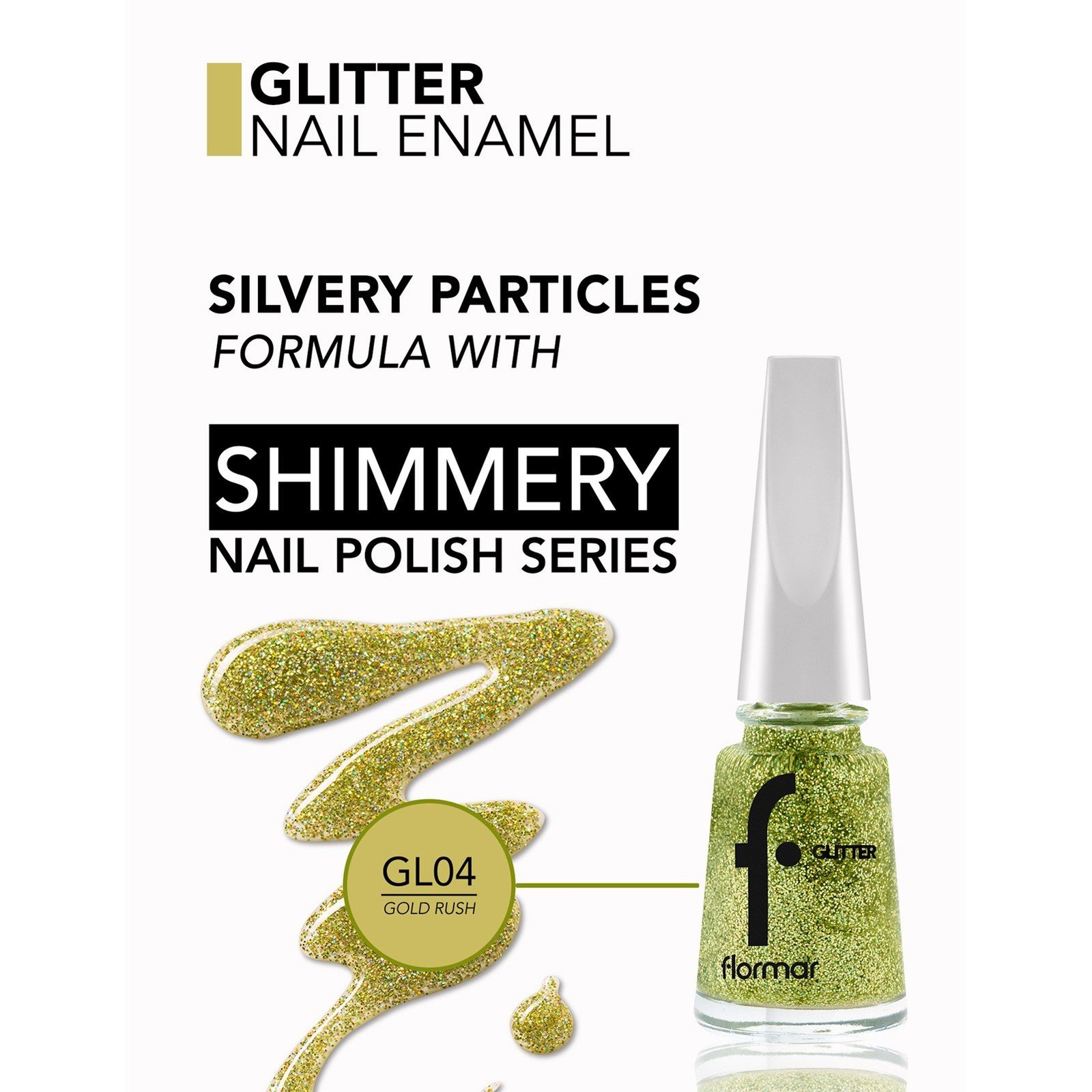 Flormar Glitter Nail Enamel 04 Gold Rush 11ml Iceland