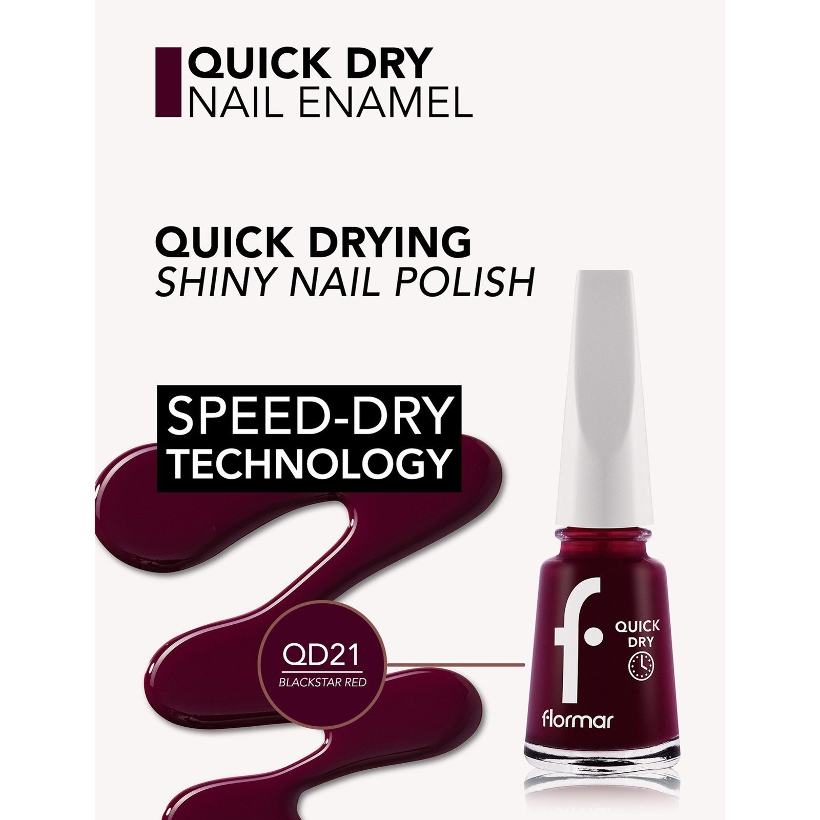 Flormar Quick Dry Nail Enamel 21 Blackstar Red 11ml Philippines