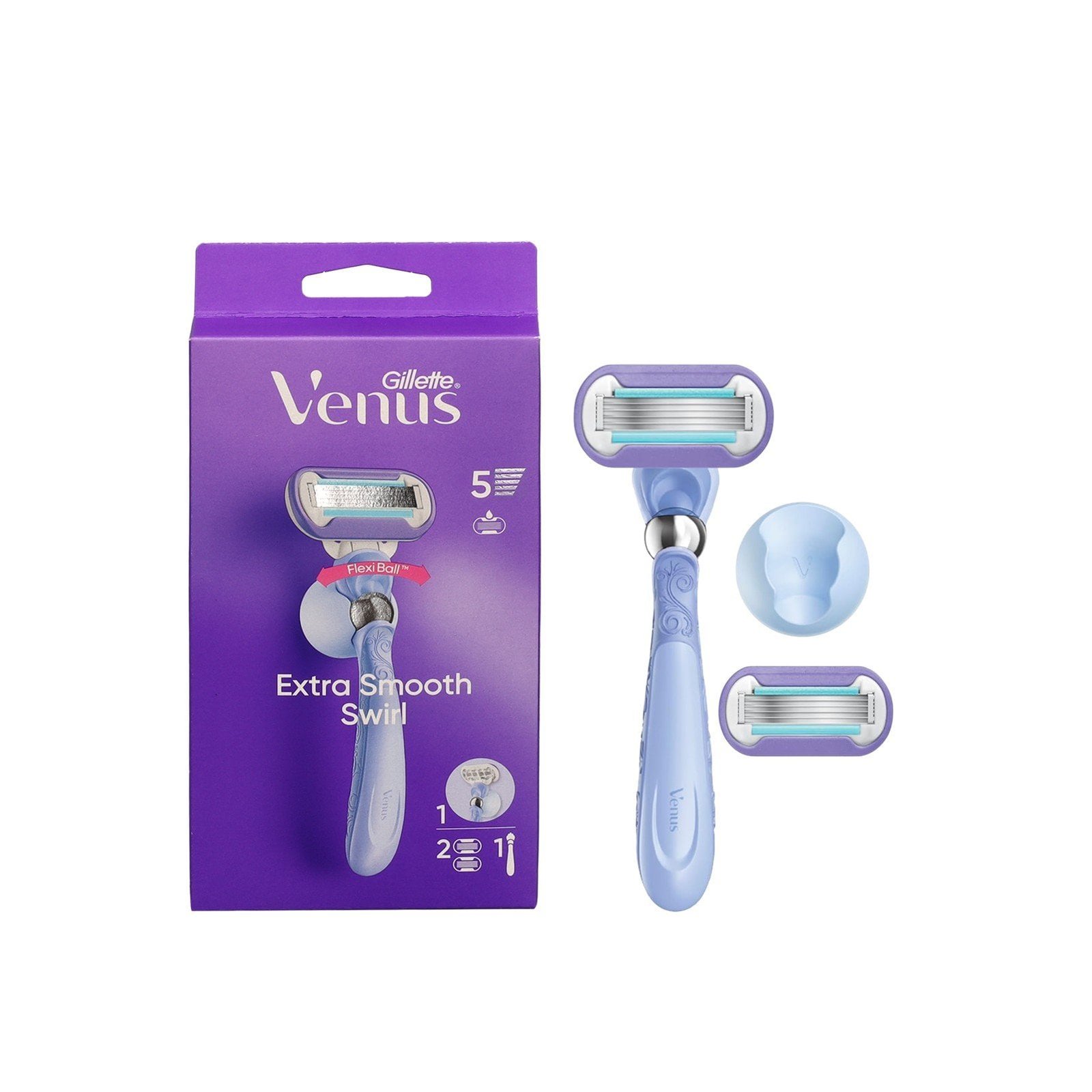 Gillette Venus Extra Smooth Swirl Razor + 2 Replacement Blades Egypt