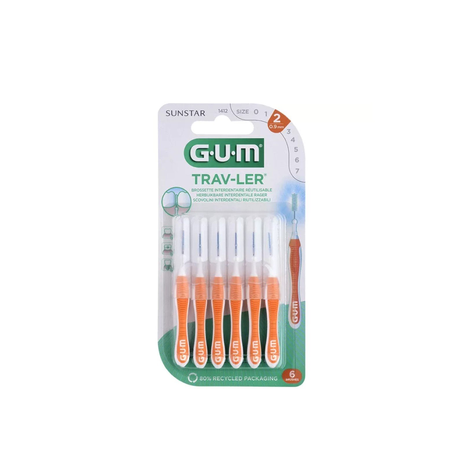 GUM Trav-Ler Reusable Interdental Brush ISO 2 x6 México