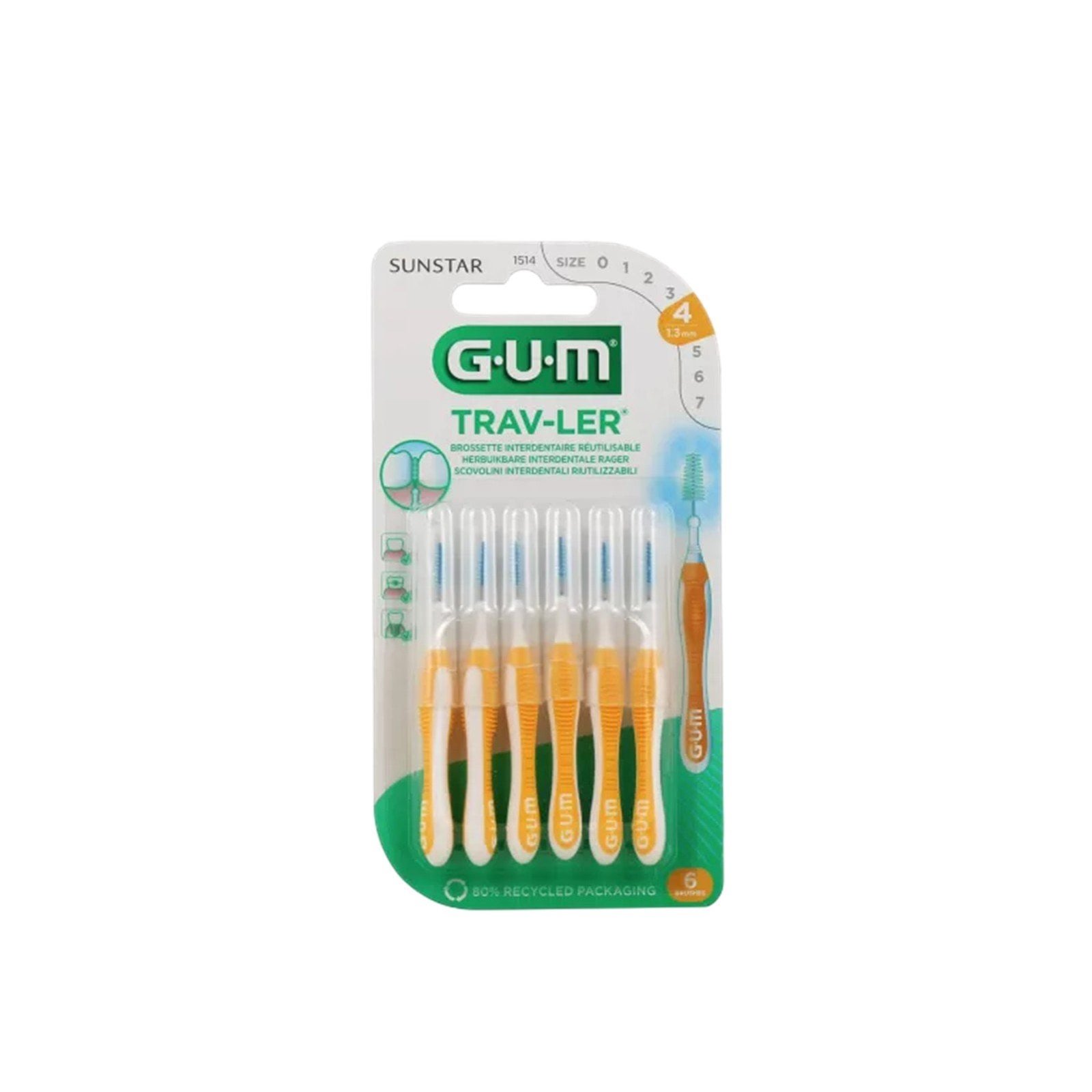 GUM Trav-Ler Reusable Interdental Brush ISO 4 x6 Singapore