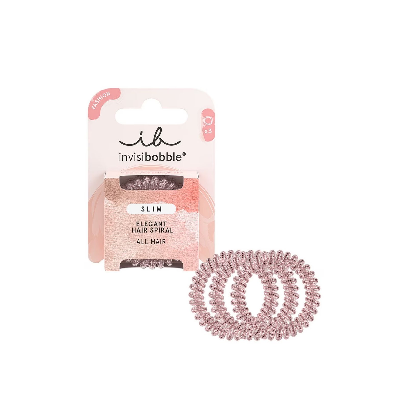 invisibobble Slim Elegant Hair Spiral Pink Monocle x3 Australia