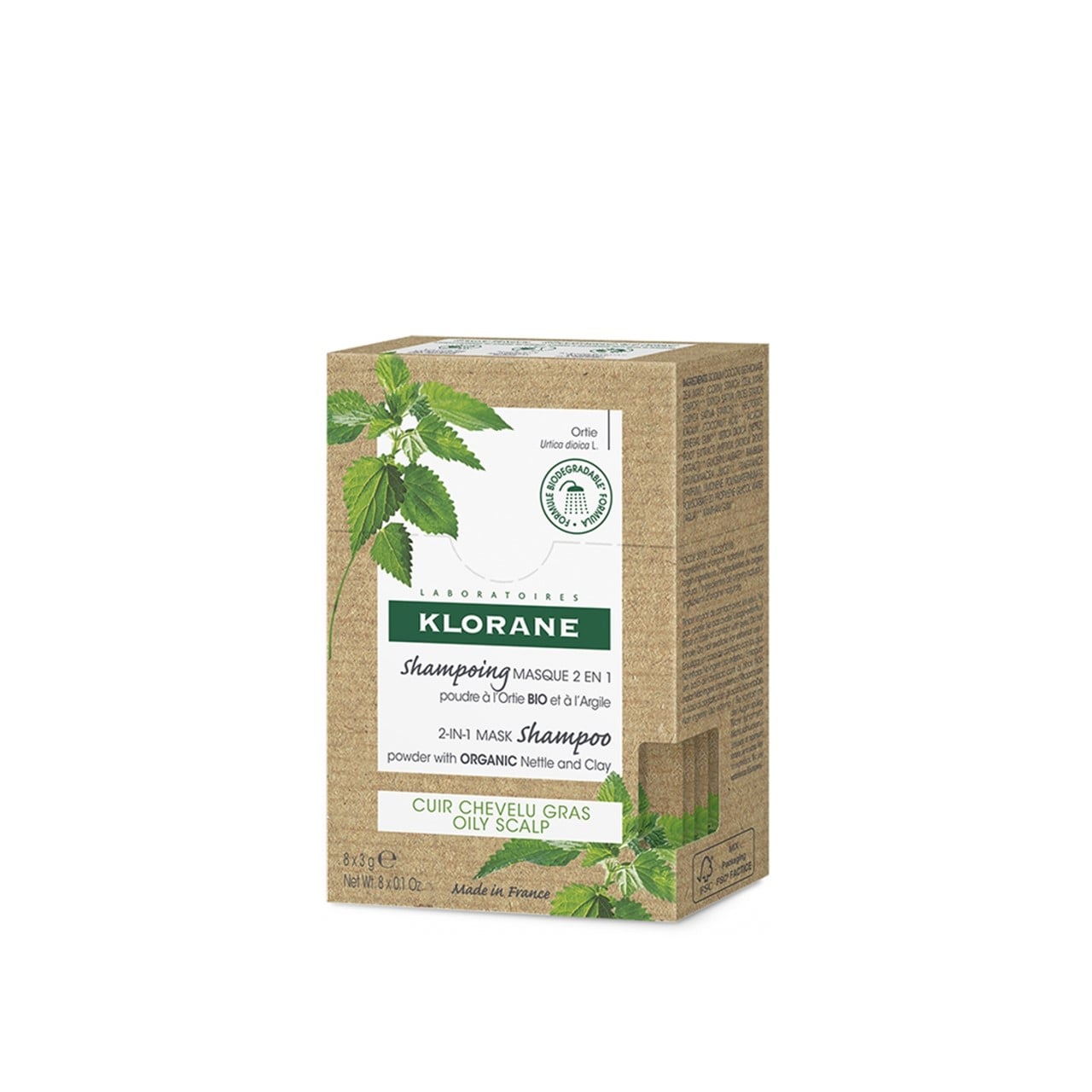 Klorane 2-In-1 Mask Shampoo Powder With Nettle & Clay 8X3G