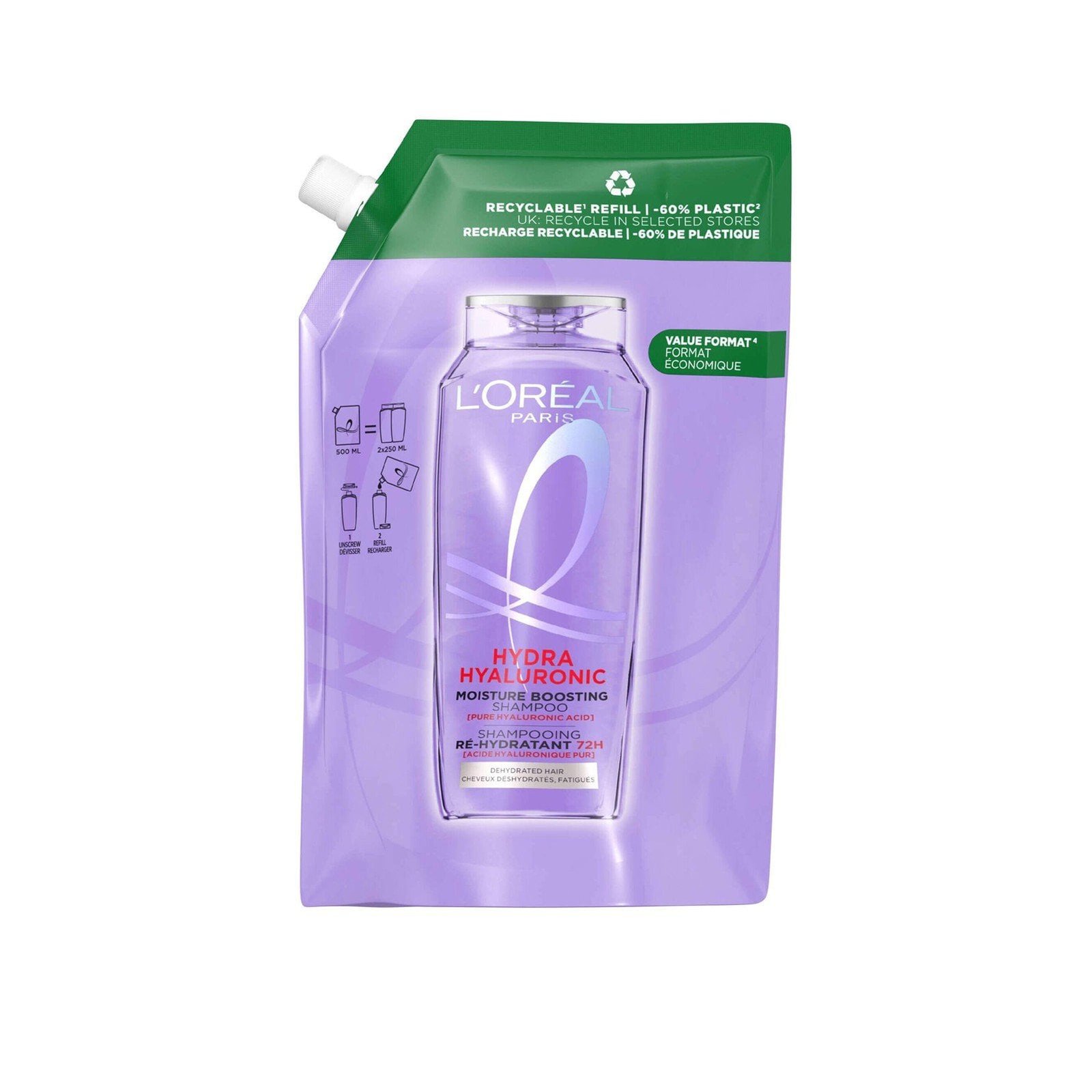 L'Oréal Paris Elvive Hydra Hyaluronic Shampoo Refill 500ml Ireland