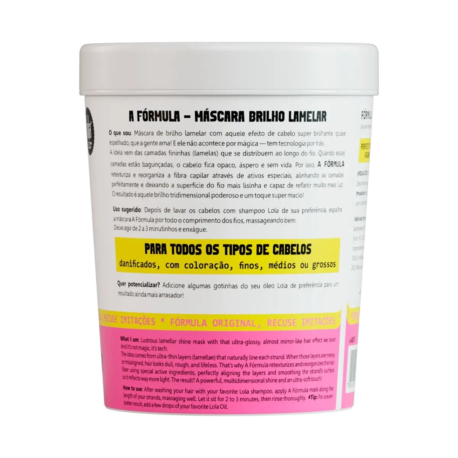 Lola Cosmetics A Fórmula Lamellar Shine Hair Mask 450g China