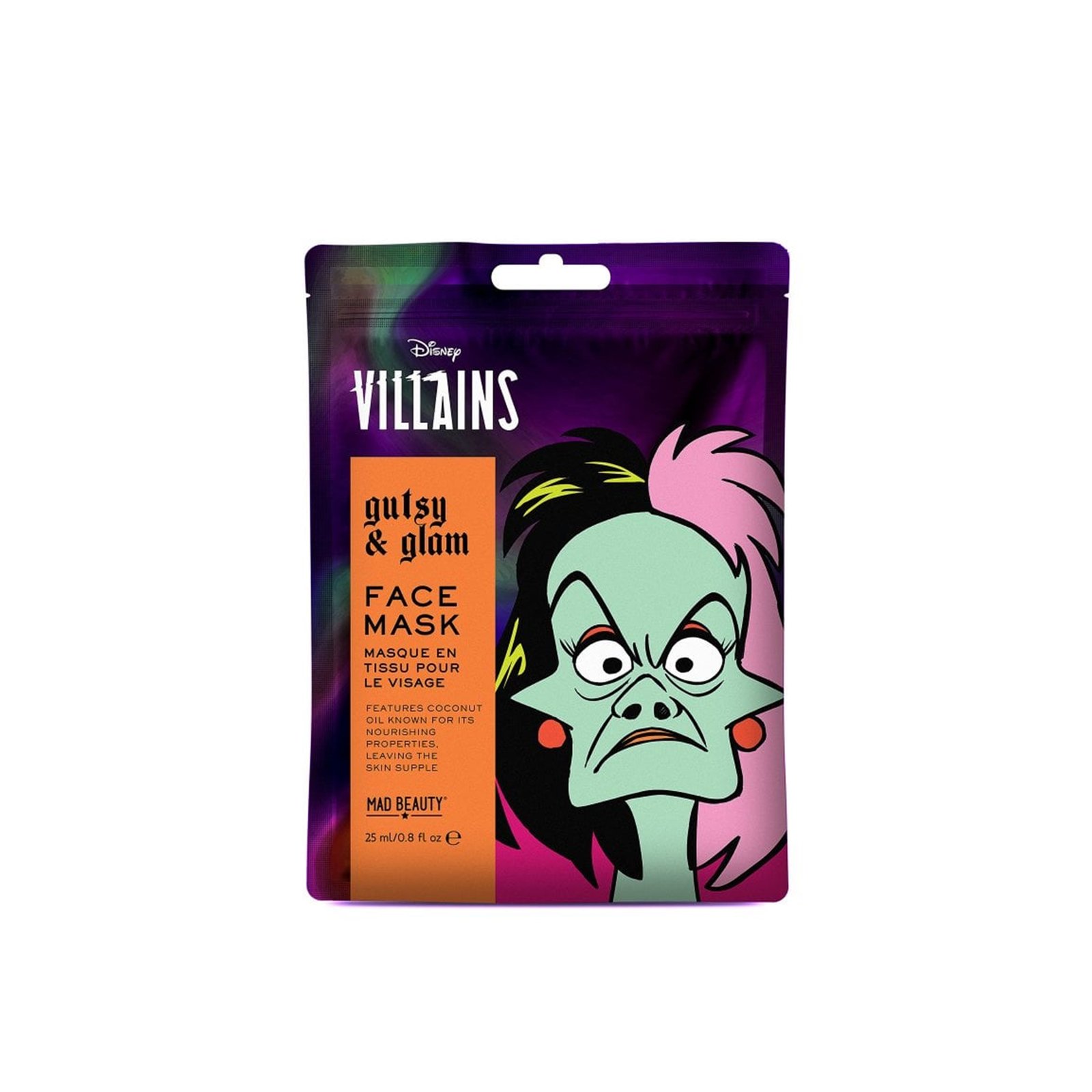 Mad Beauty Disney Villains Cruella Sheet Face Mask Gutsy & Glam Coconut ...