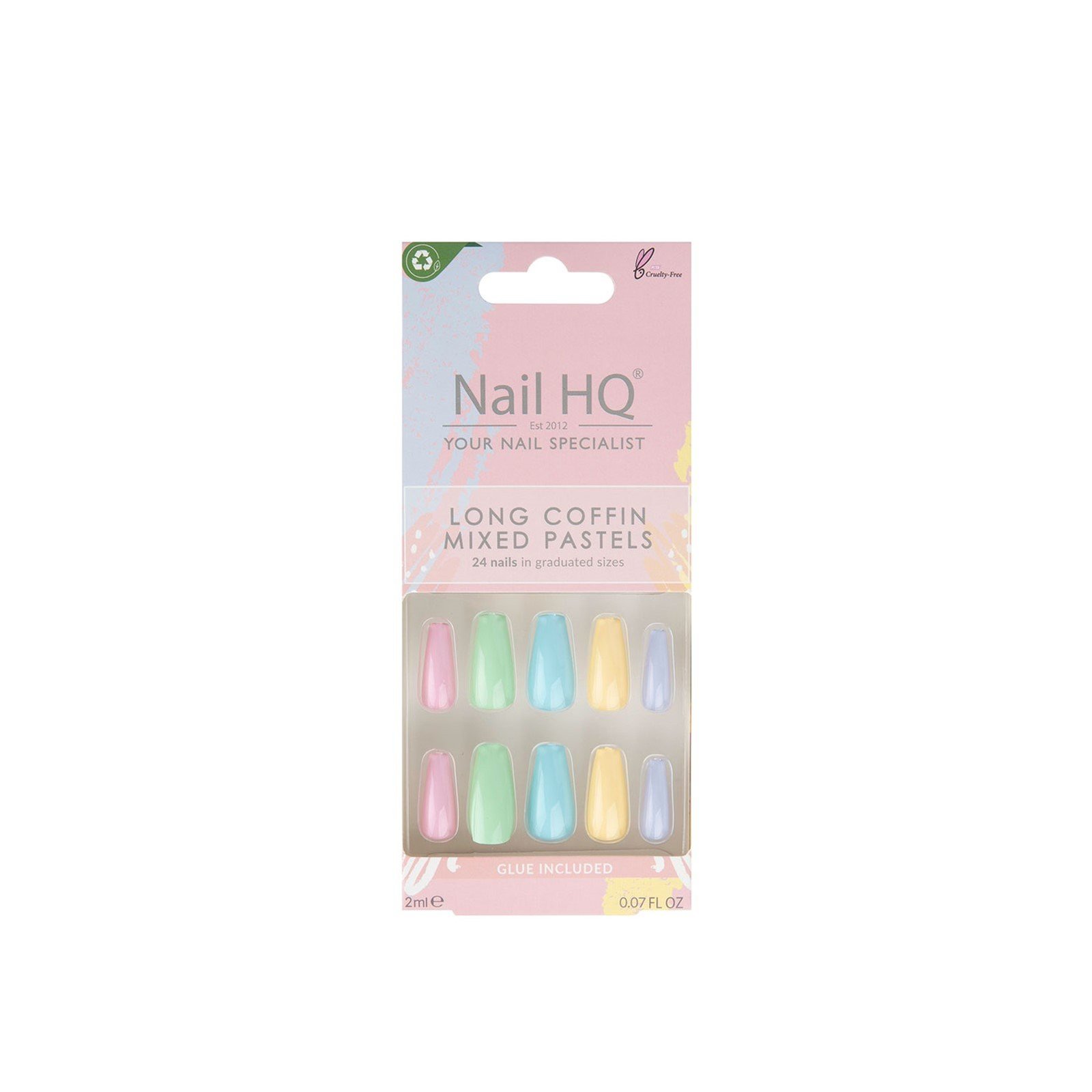 Nail HQ Long Coffin Mixed Pastel Nails x24 Costa Rica