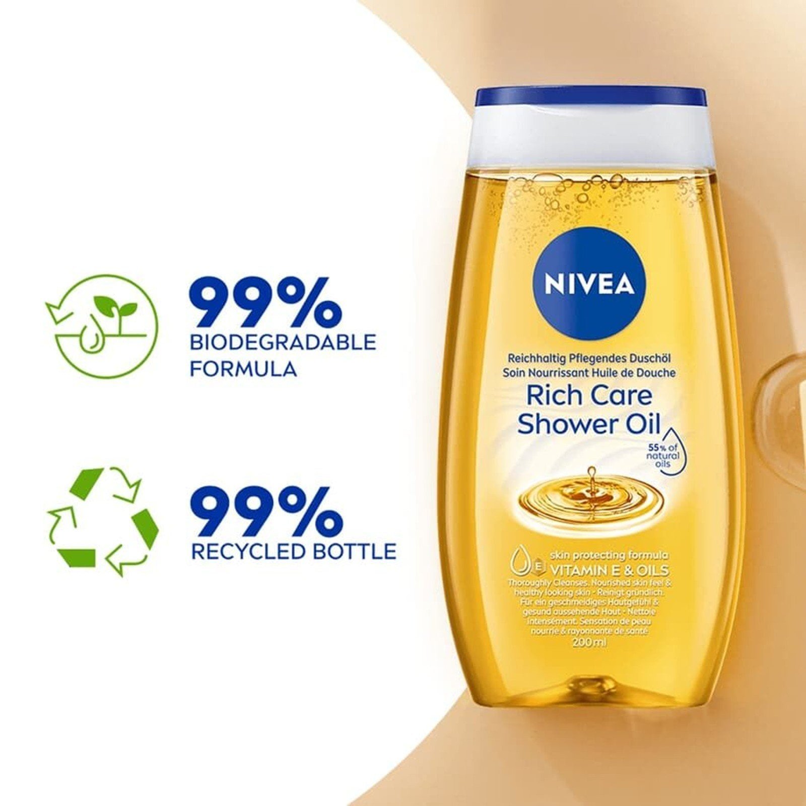 Nivea Rich Care Shower Cleansing Oil 200ml USA