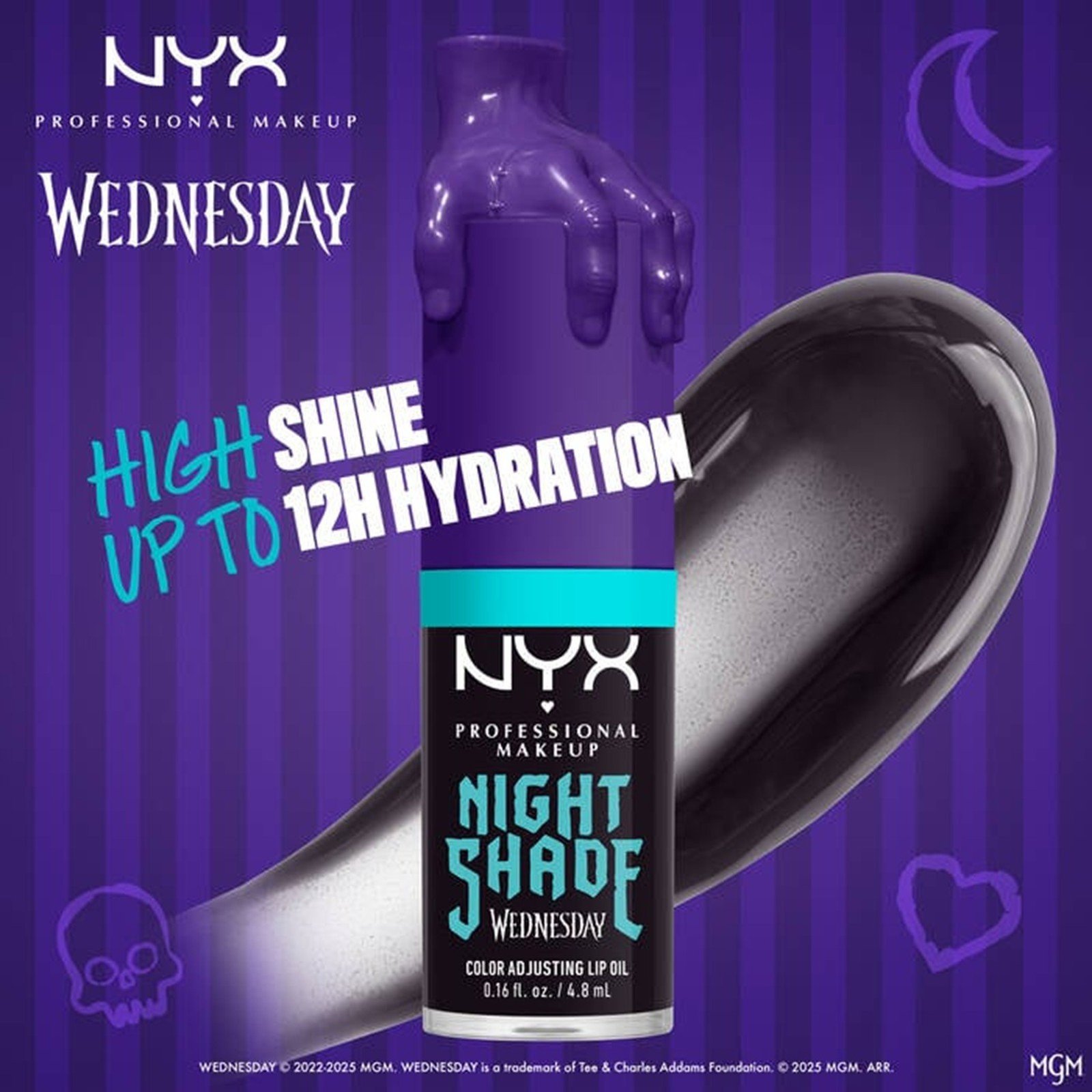 NYX Pro Makeup Wednesday Color-Shifting Lip Oil Nightshade 4.8ml ...