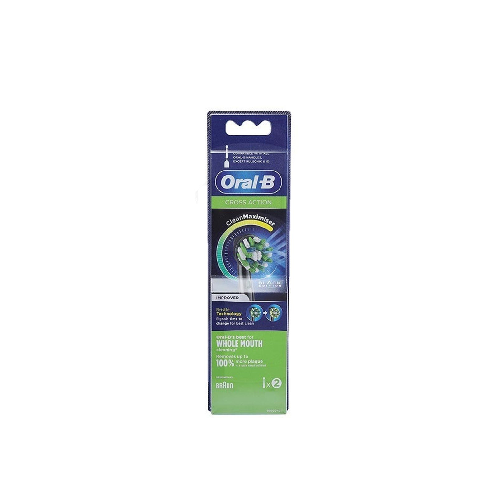 Oral-B CrossAction Black Replacement Head Electric Toothbrush x2 USA
