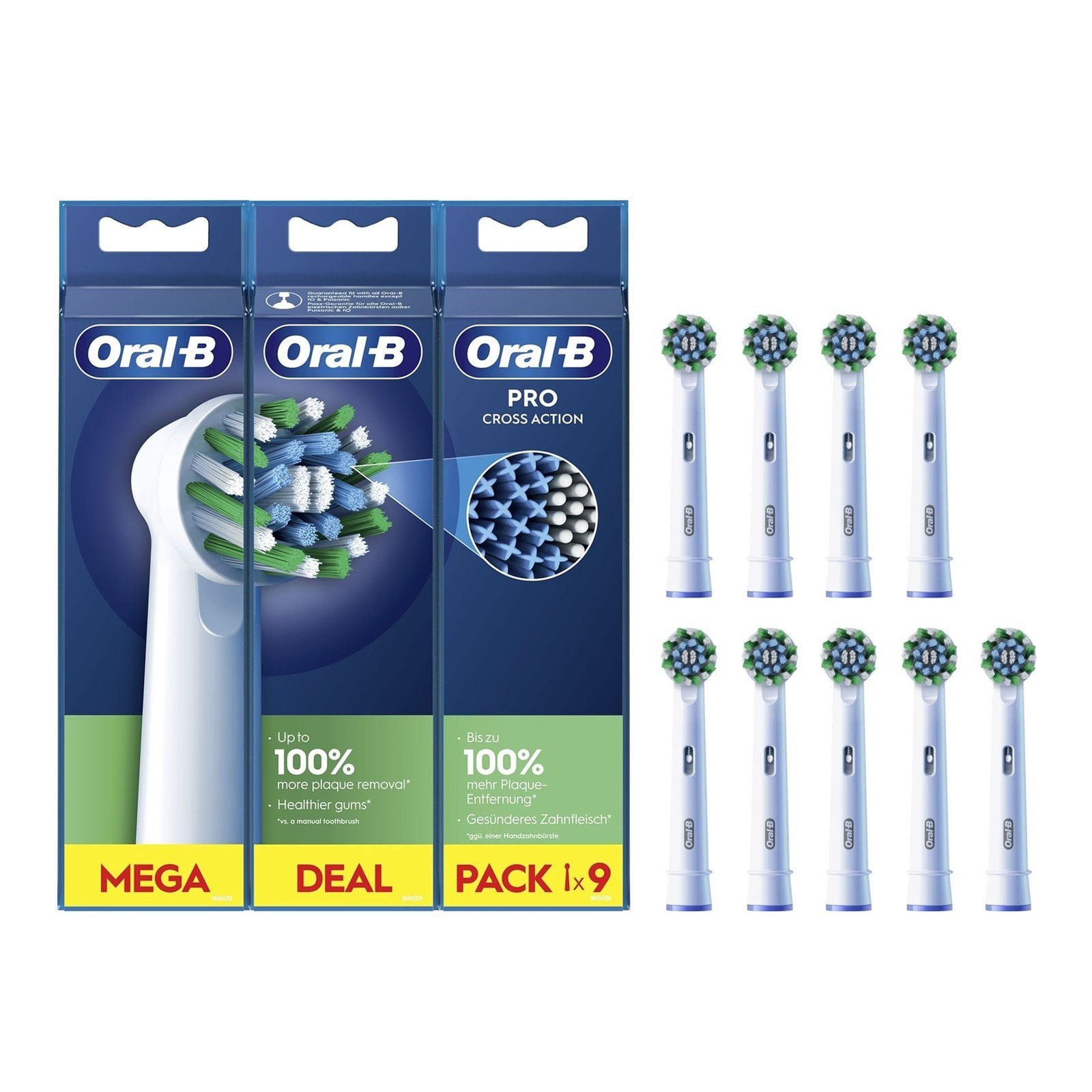 Oral-B Pro Cross Action Replacement Head Electric Toothbrush x9 Australia