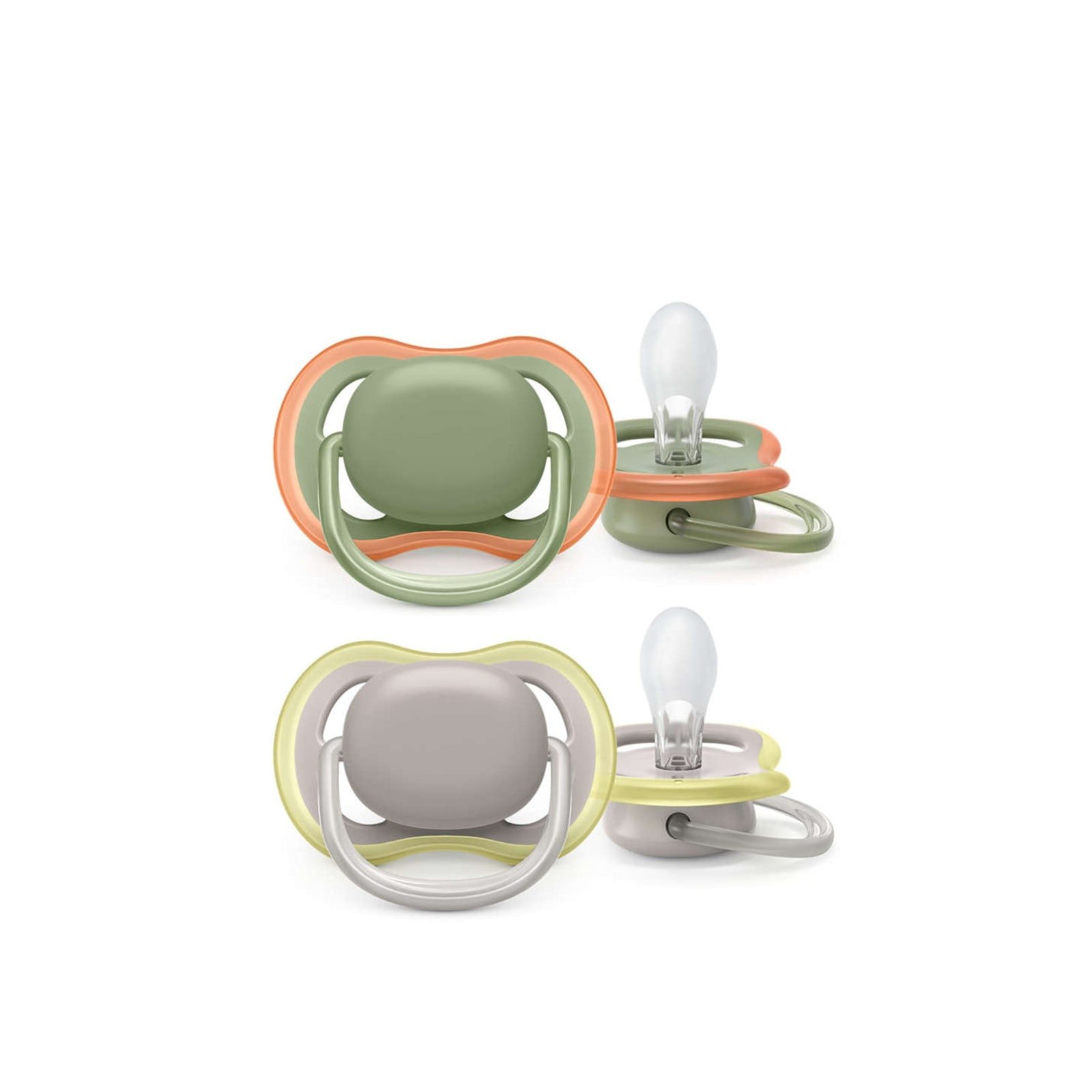 Philips Avent Ultra Air Pacifier 6-18m Green/Grey x2 USA