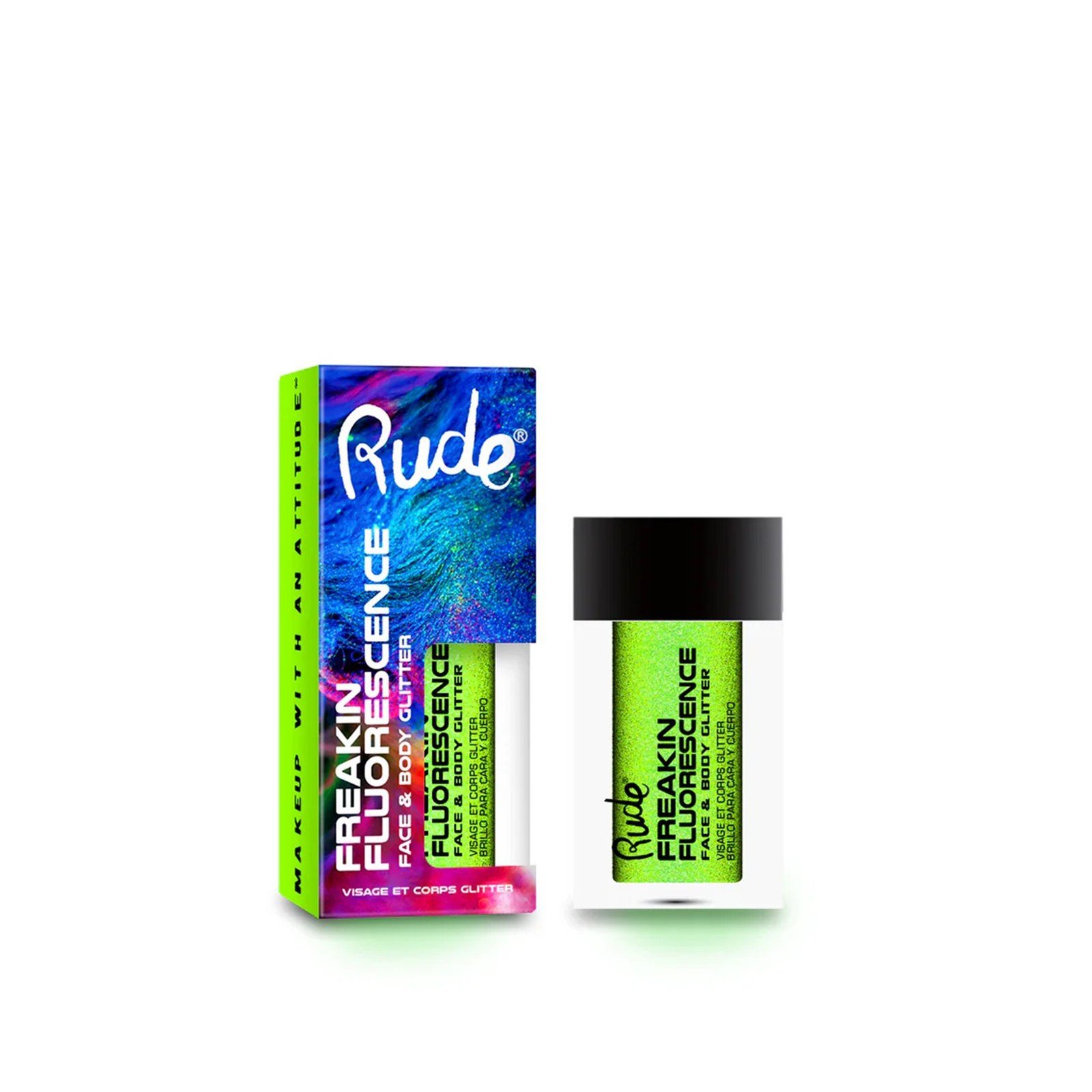 Rude Cosmetics Freakin Fluorescence Face & Body Glitter Rave Wave 2.7g ...