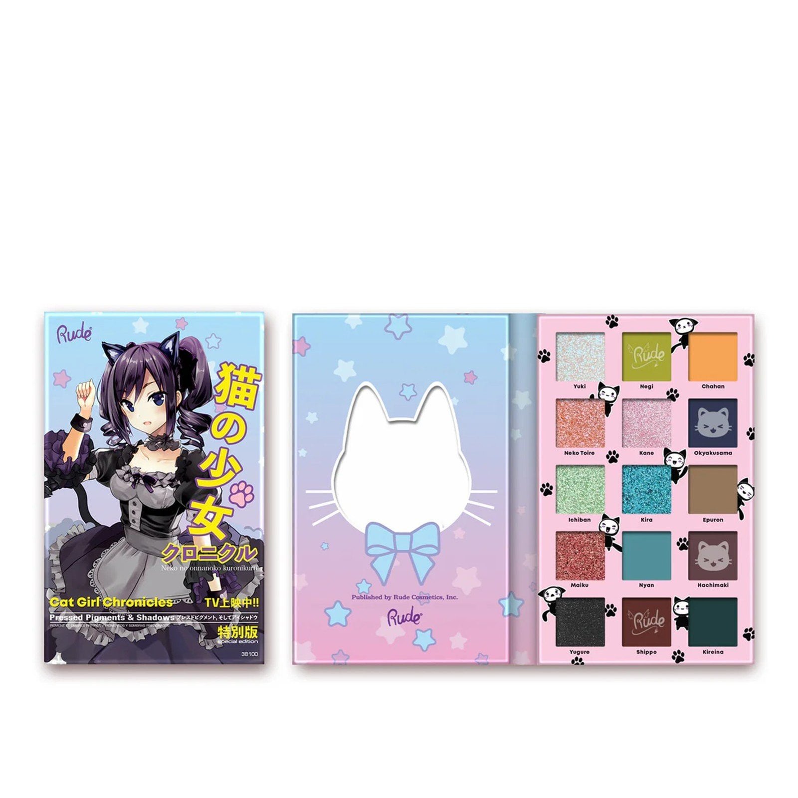 Rude Cosmetics Manga Collection Pressed Pigments & Shadows Palette Cat ...